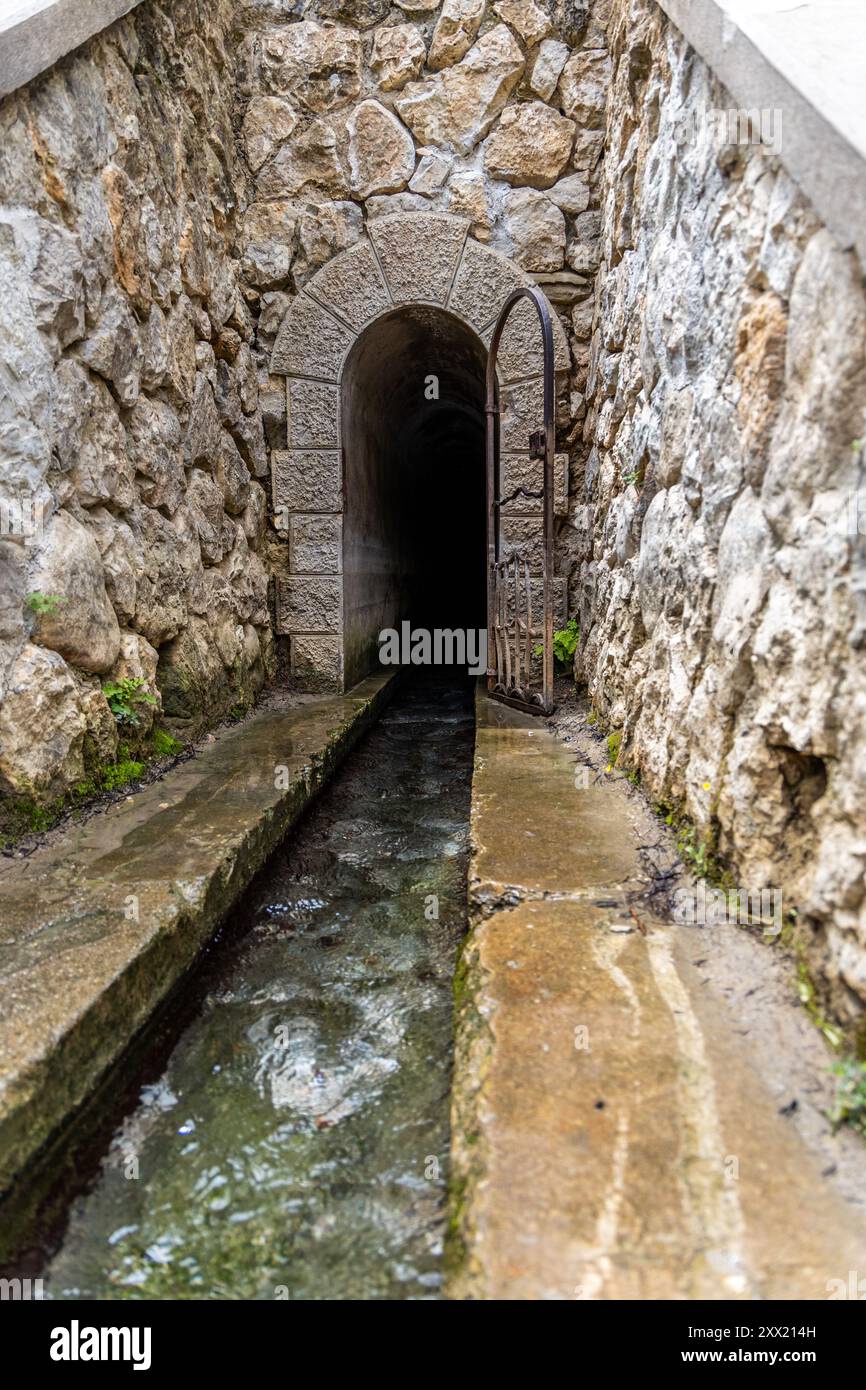 Tunnel at Seven Springs or Epta Piges park at Rhodes island Stock Photo ...