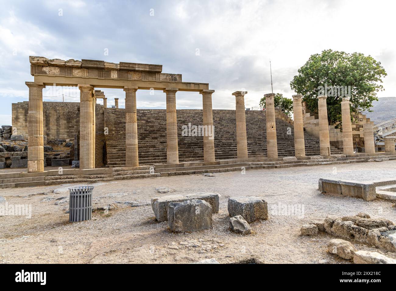Steps and stairs at Colonnade with portico main temple of Lindos Rhodes ...