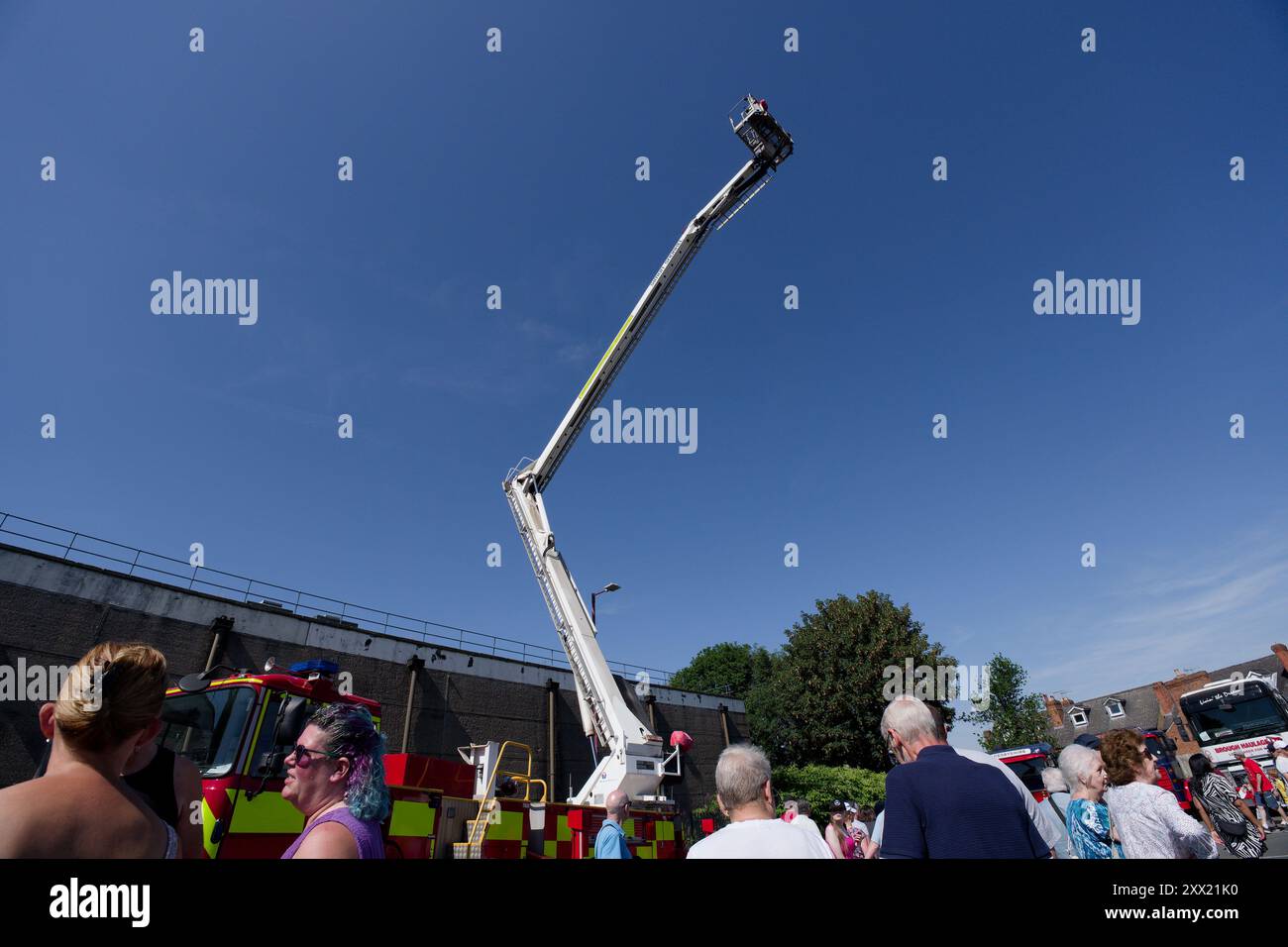 Extended boom on a Simon Snorkel fire brigade appliance Stock Photo - Alamy