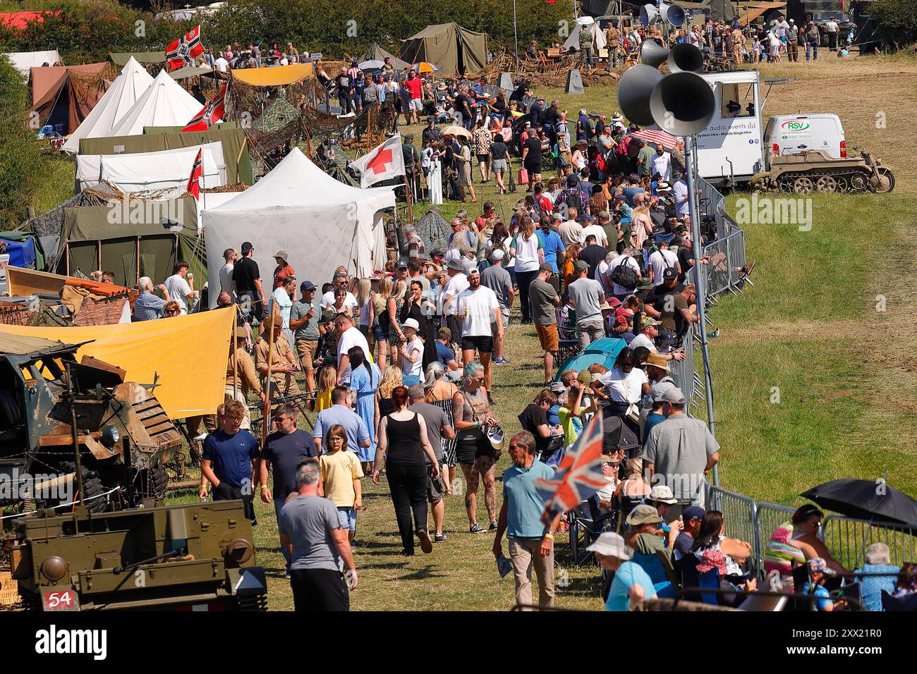 Overhead of spectators at The Yorkshire Wartime Experience in Hunsworth ...