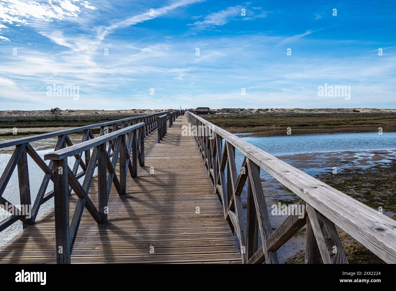 Landmark footbridge heading to famous Quinta do Lago beach, in Ria ...