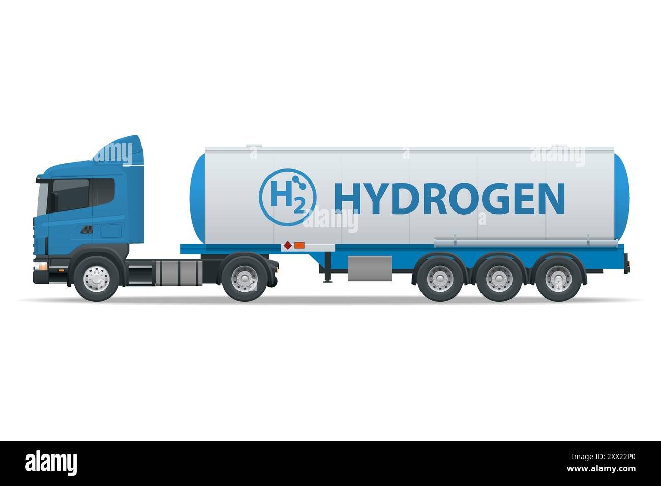 Hydrogen storage sphere and truck. Isometric Hydrogen fuel car charging station with two ...