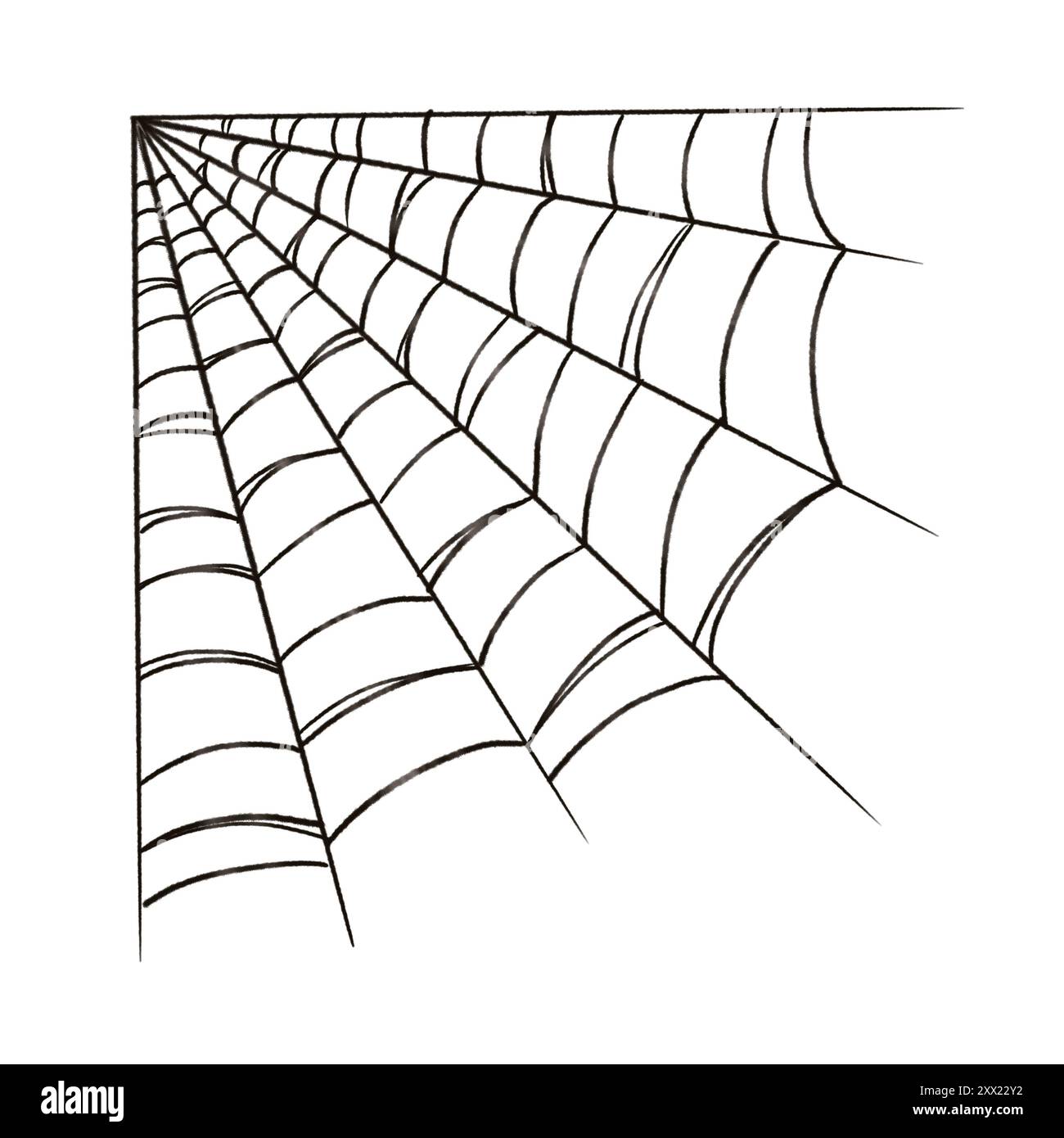 Spider web corner black with reflection in cartoon style. Hand drawn ...