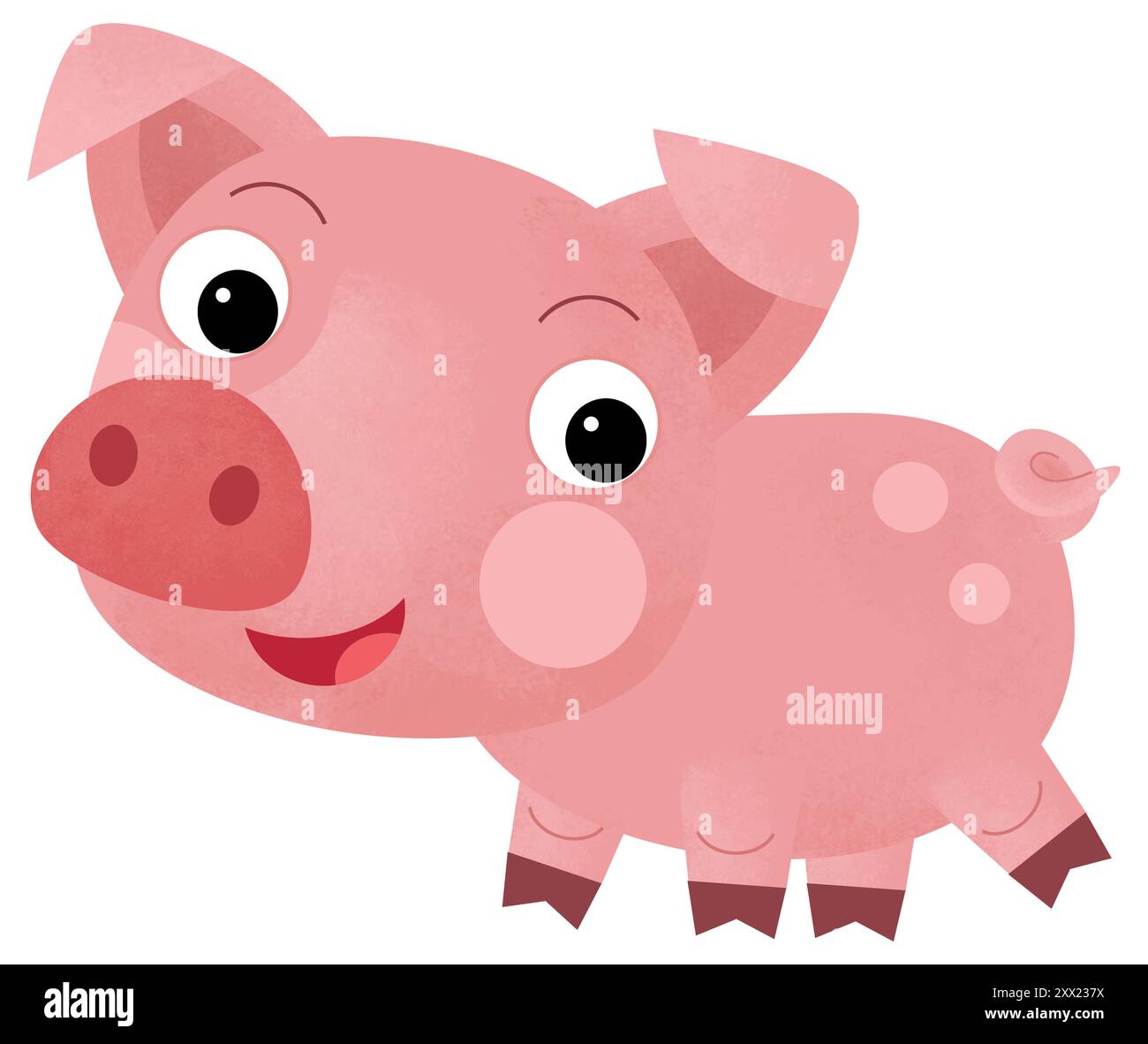 Cartoon happy scene with pig hog piggy farm ranch animal is looking and ...
