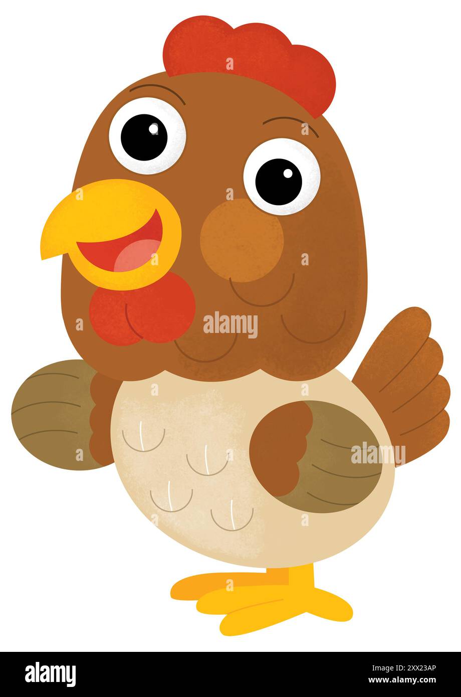 Cartoon happy farm animal cheerful hen chicken bird farm ranch animal ...