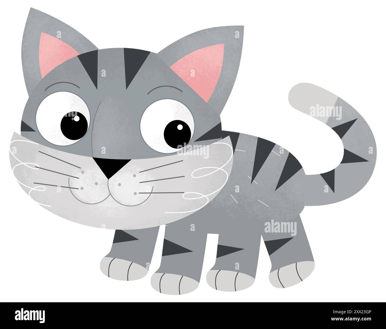 Cartoon happy farm or city or farm ranch animal cat standing and ...