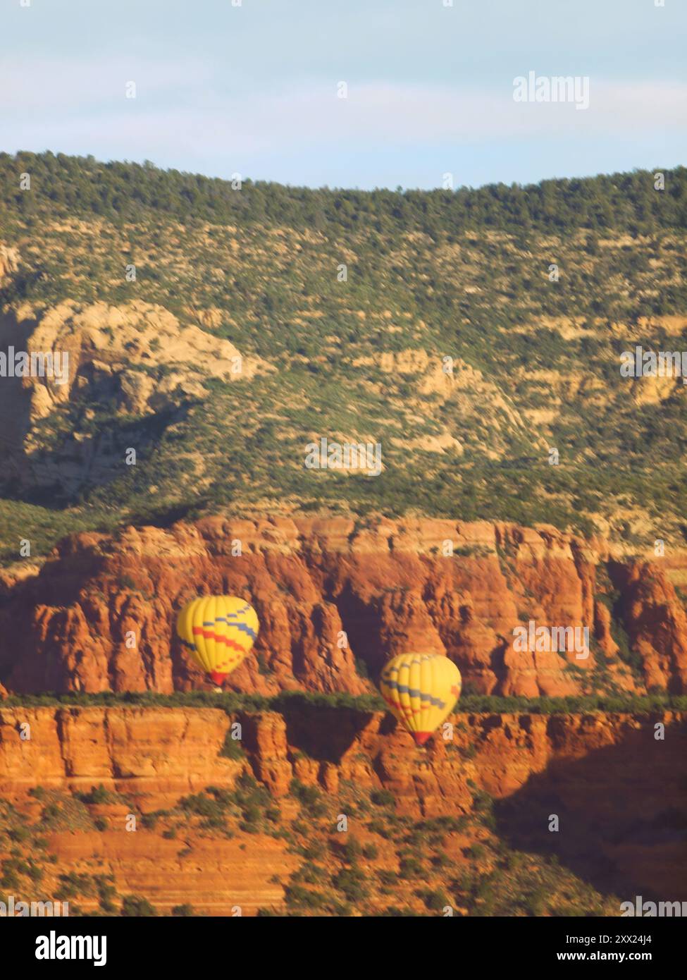 Two hot air balloons and red rocks in Sedona, Arizona Stock Photo - Alamy