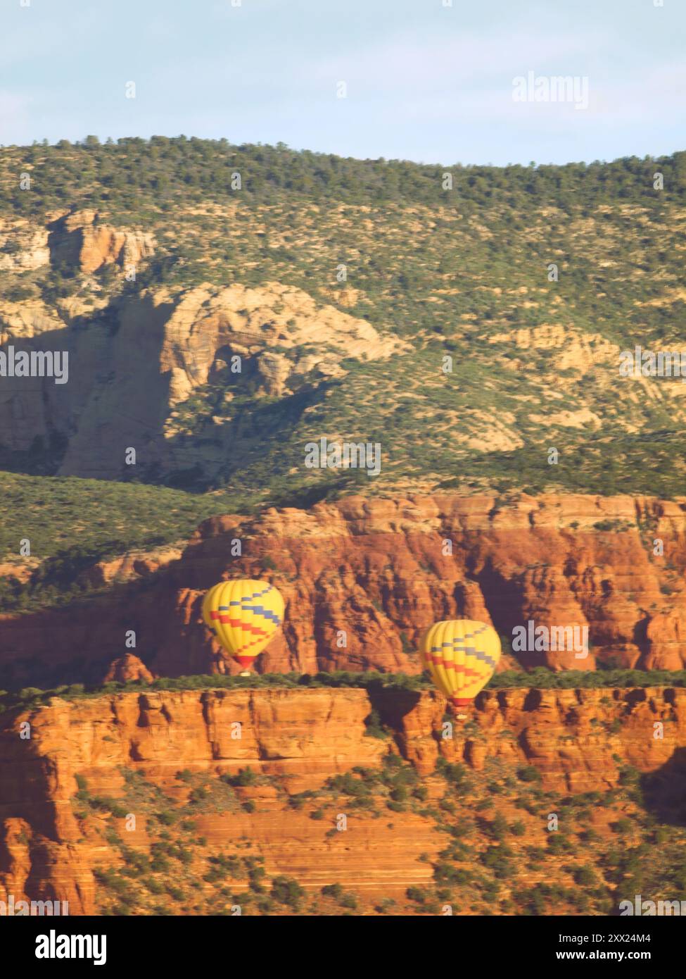 Two hot air balloons over red rocks in Sedona, Arizona Stock Photo - Alamy