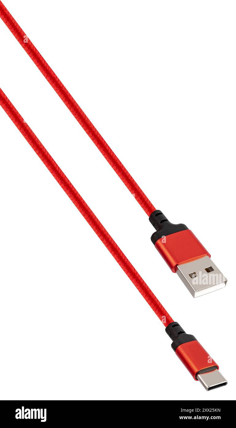 USB and Type-C cable and connector, insulated on white background Stock ...