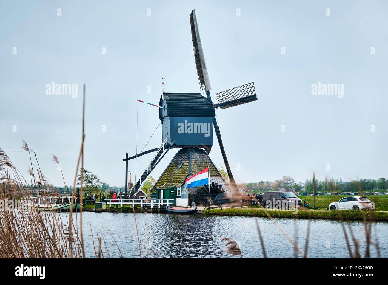 Kinderdijk, Rotterdam, Netherlands - April 11, 2024: Historic windmills ...