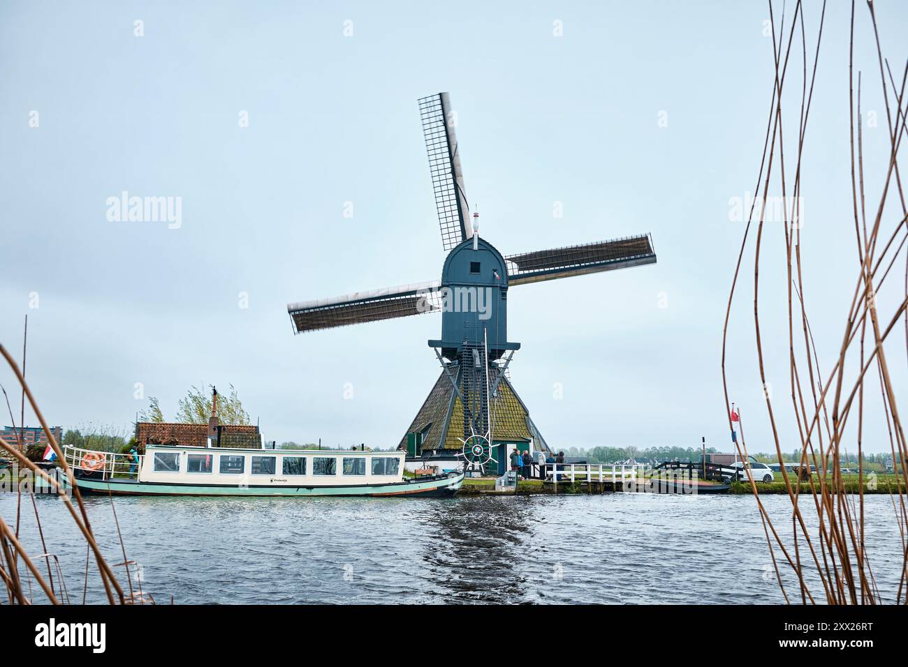 Kinderdijk, Rotterdam, Netherlands - April 11, 2024: Historic windmills ...