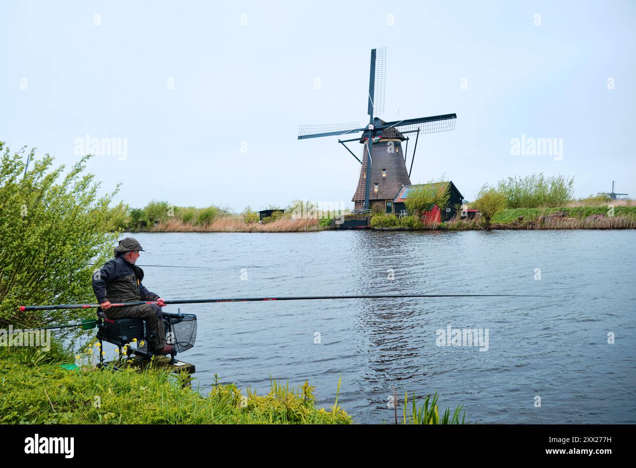 Kinderdijk, Rotterdam, Netherlands - April 11, 2024: Historic windmills ...