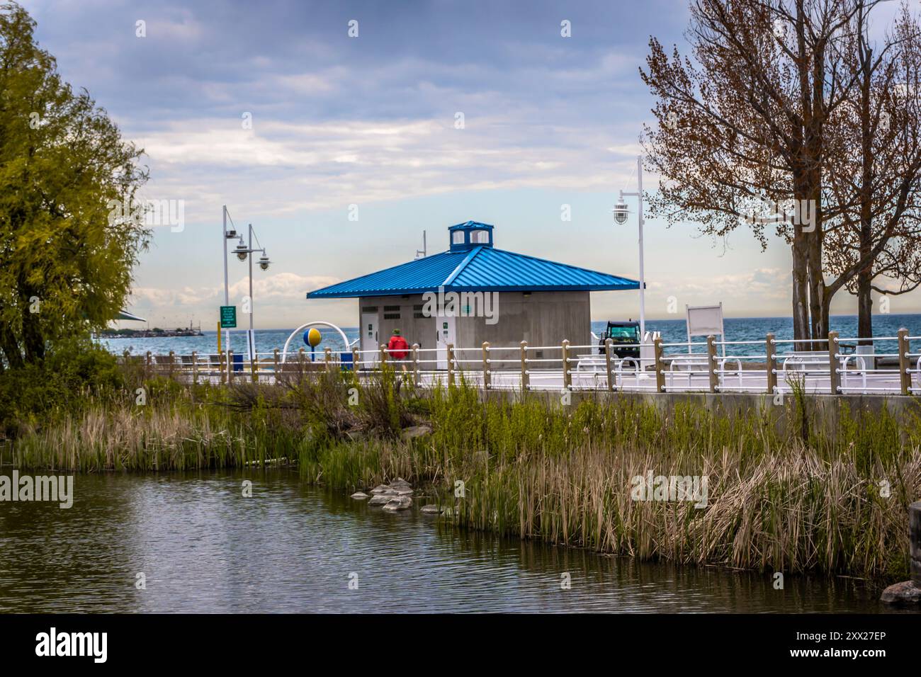 Pickering, Ontario, 19may2016 - Public washroom with blue rooftop, on ...