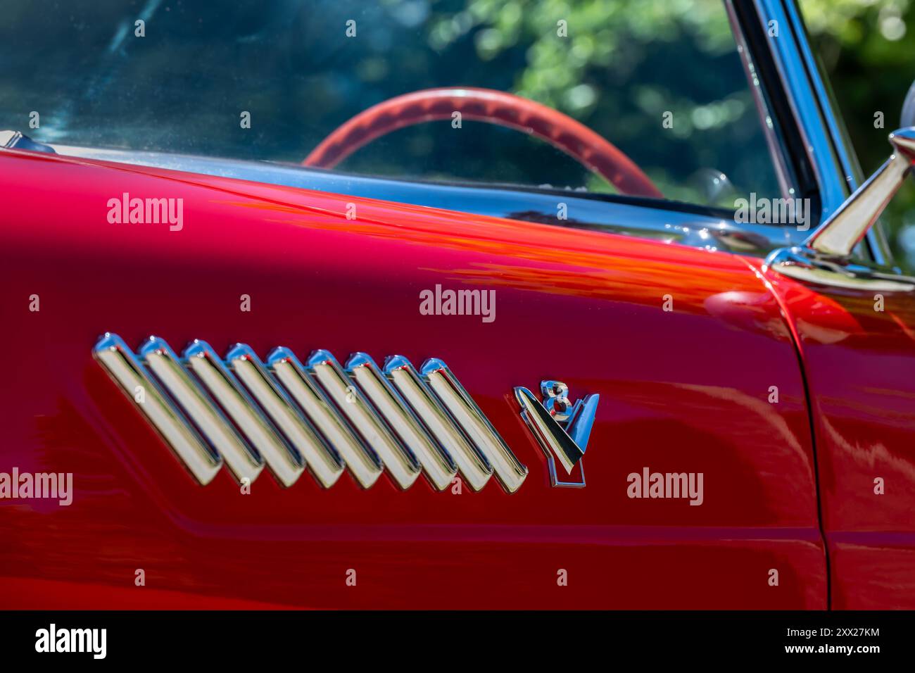 DEARBORN, MI/USA - JUNE 15, 2024: Close-up of a 1955 Ford Thunderbird ...
