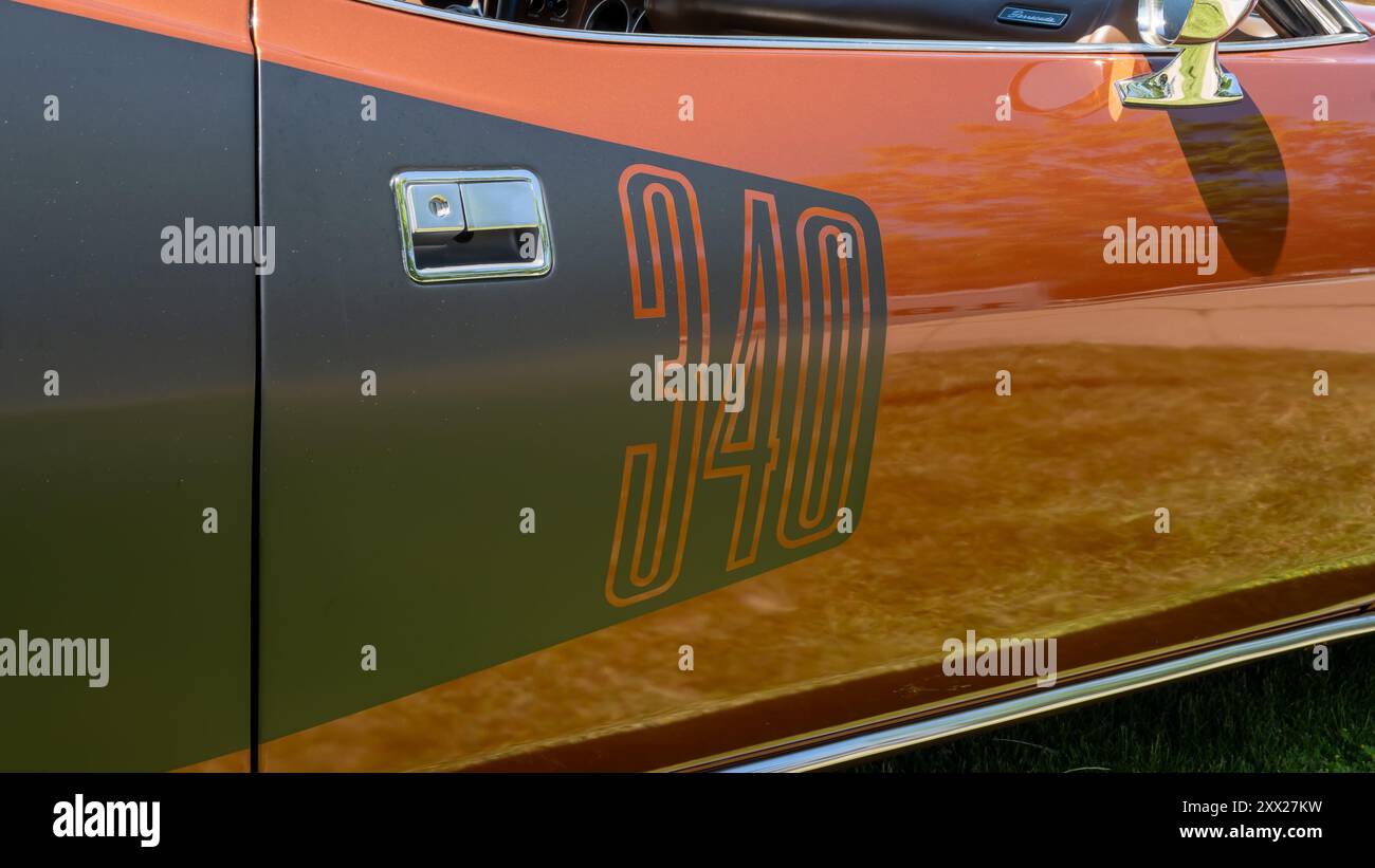 DEARBORN, MI/USA - JUNE 15, 2024: Close-up of a 1971 Plymouth 'Cuda ...