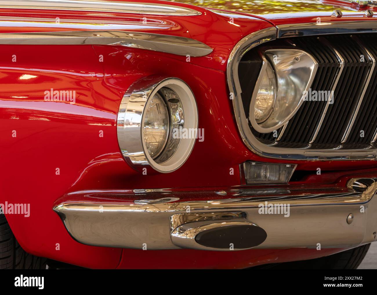 DEARBORN, MI/USA - JUNE 15, 2024: Close-up of a Dodge Polara 500 chrome ...