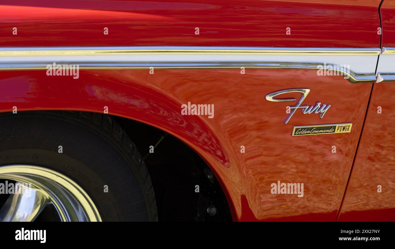 DEARBORN, MI/USA - JUNE 15, 2024: Close-up of a 1963 Plymouth Fury with ...