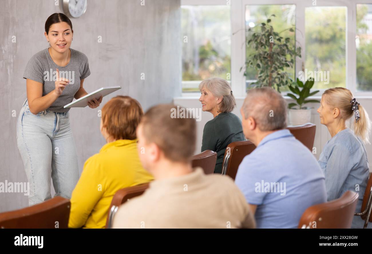 Teaching older people in advanced training courses at university Stock ...