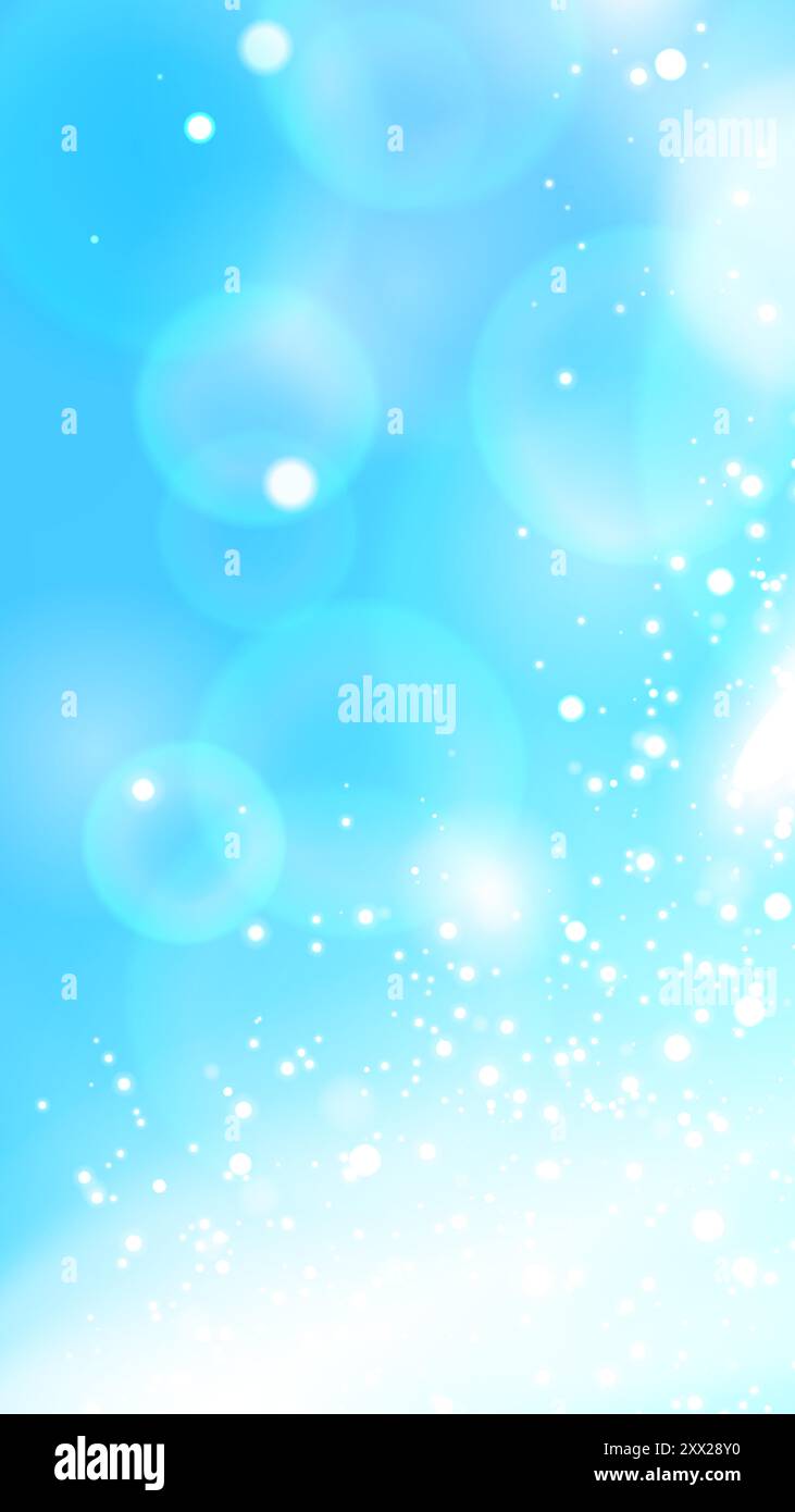 Blue sky story background with white flash lights. Lens camera effect ...