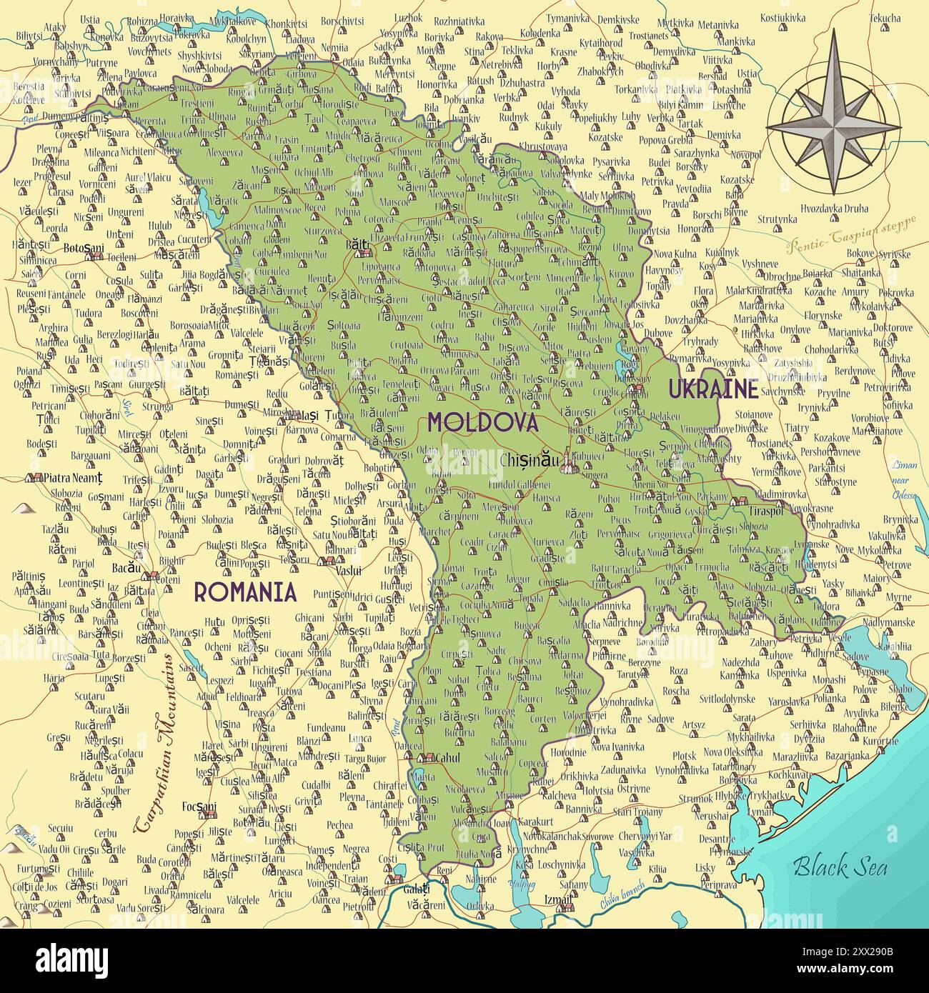 Map of Moldova vintage fantasy style Stock Vector Image & Art - Alamy