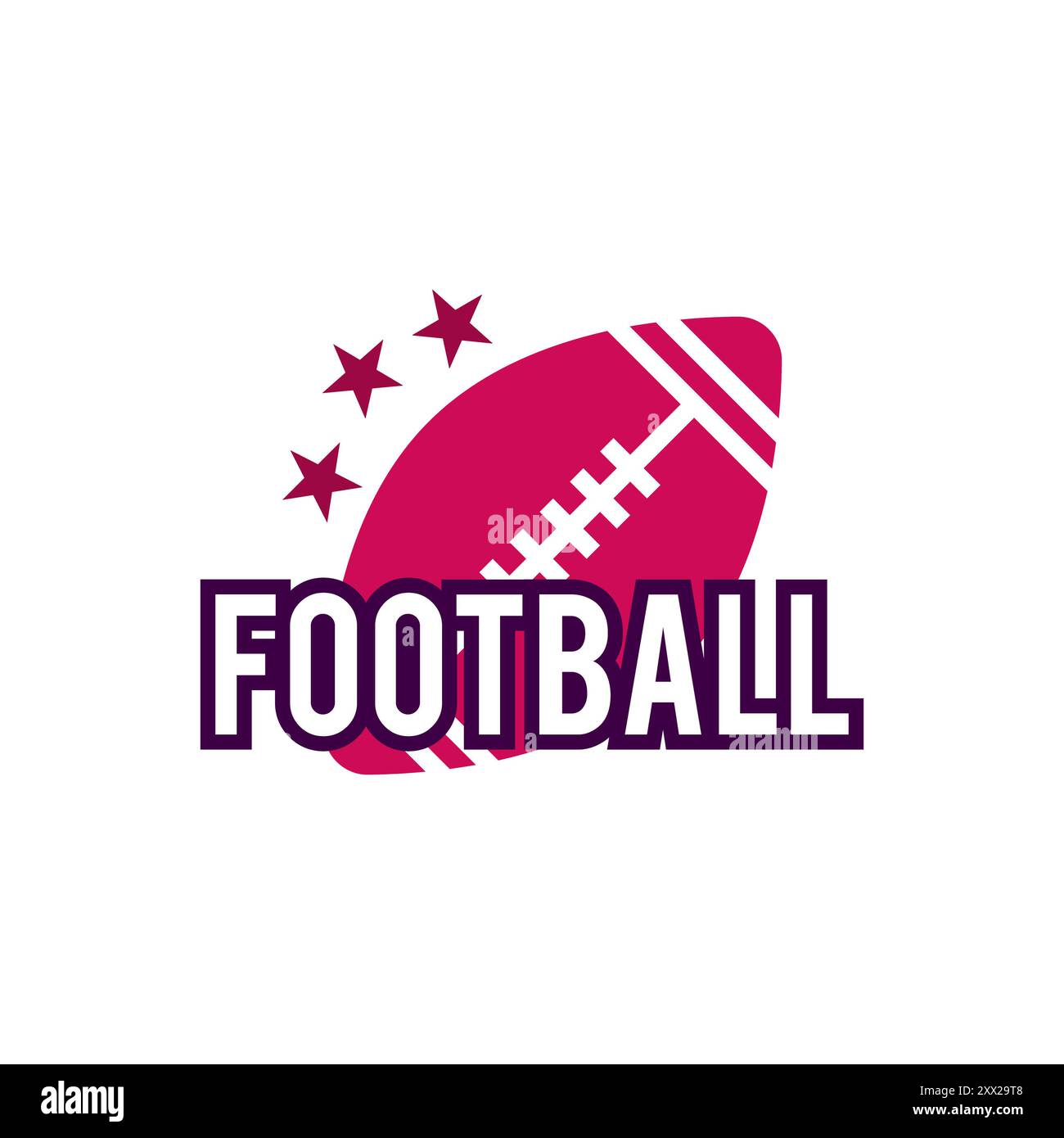 American football logo template with ball and stars. Rugby badge ...