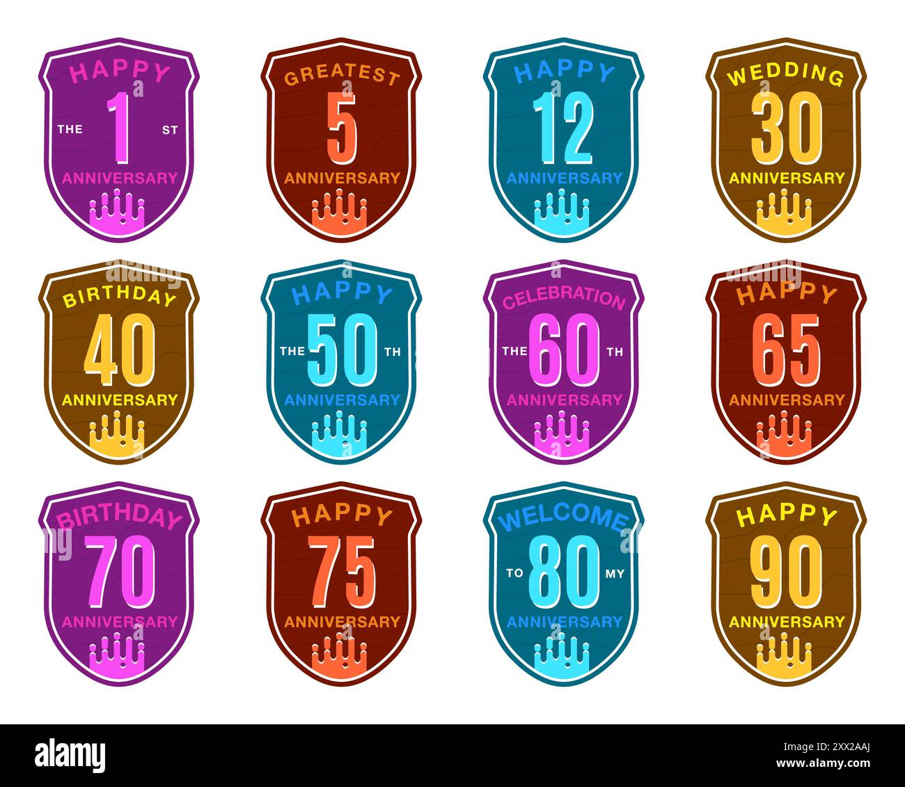 Anniversary Logo Templates Collection. Wedding badges in flat modern ...