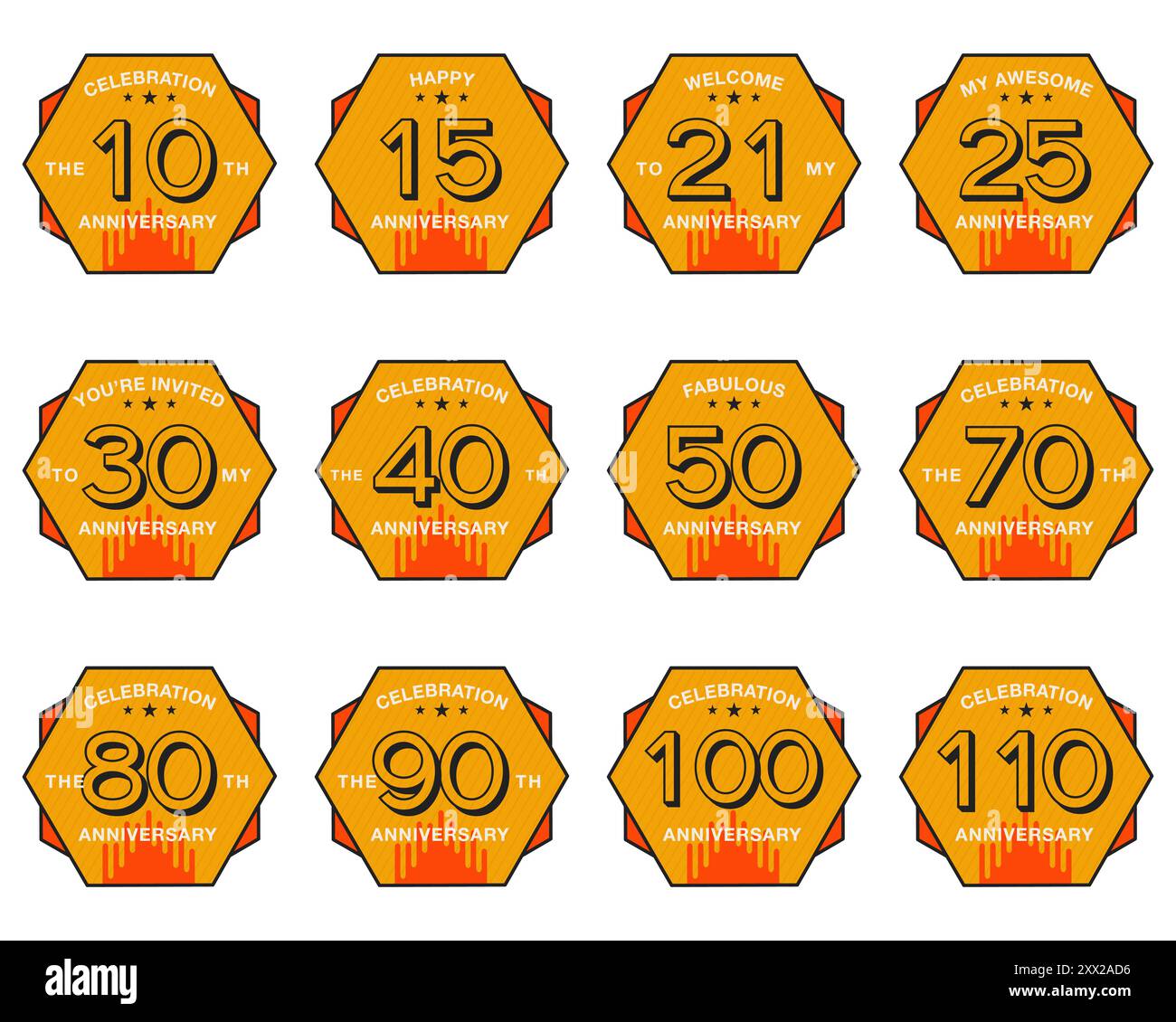 Simple Anniversary Logo Templates Collection. Wedding badges in flat ...