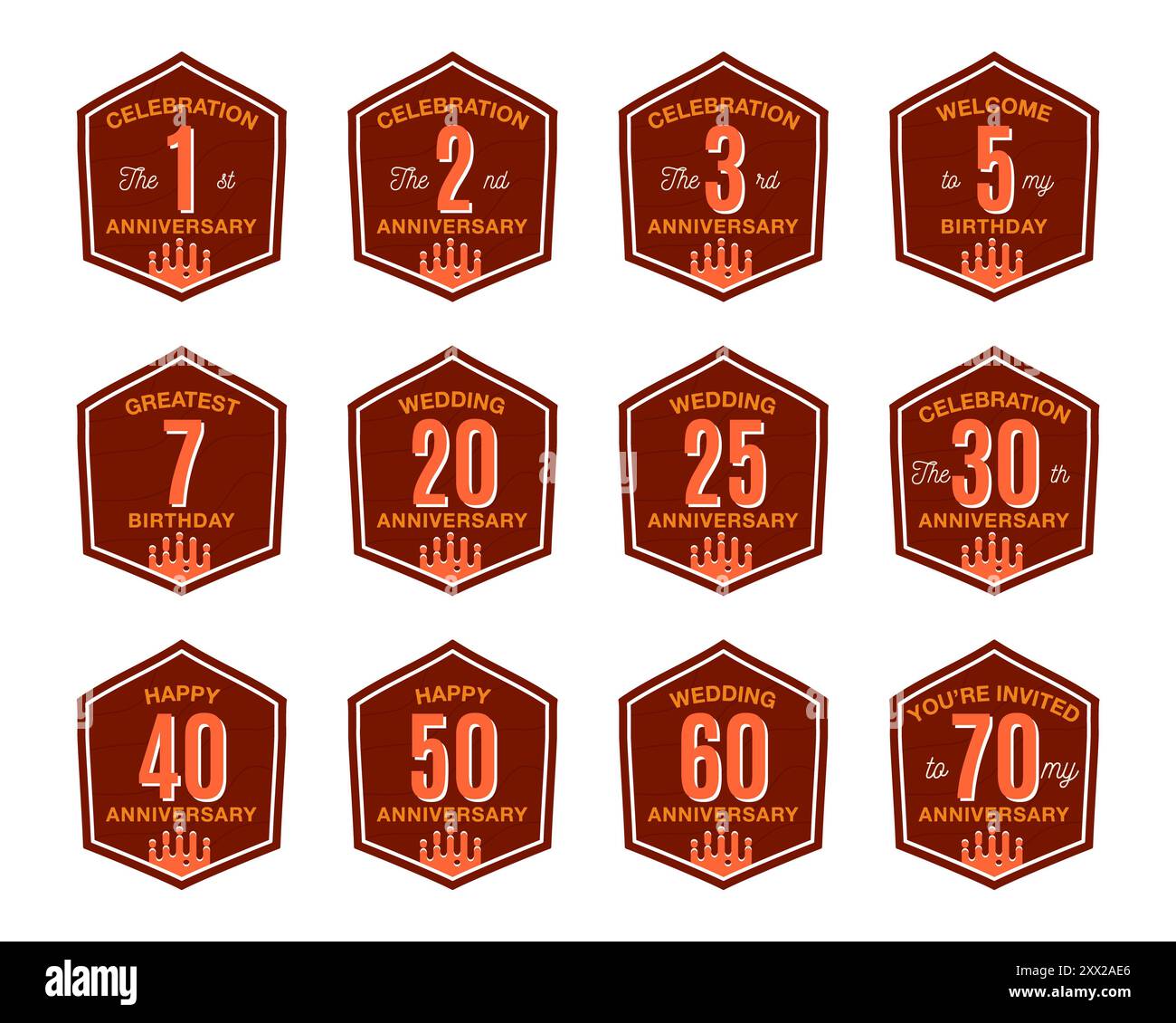 Anniversary Logo Templates Collection. Wedding badges in flat modern ...