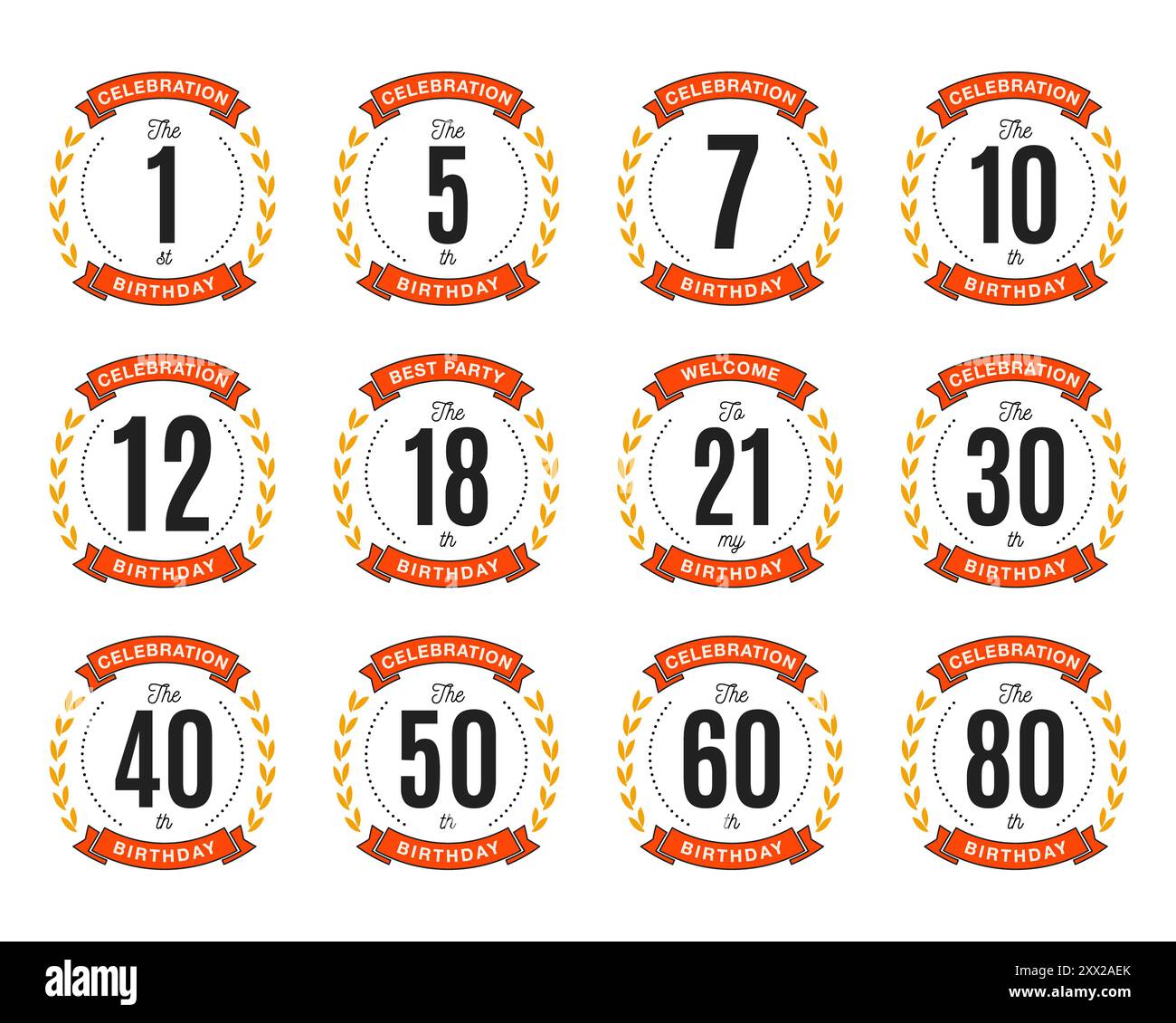 Premium Anniversary Logo Templates Collection. Wedding badges in flat ...