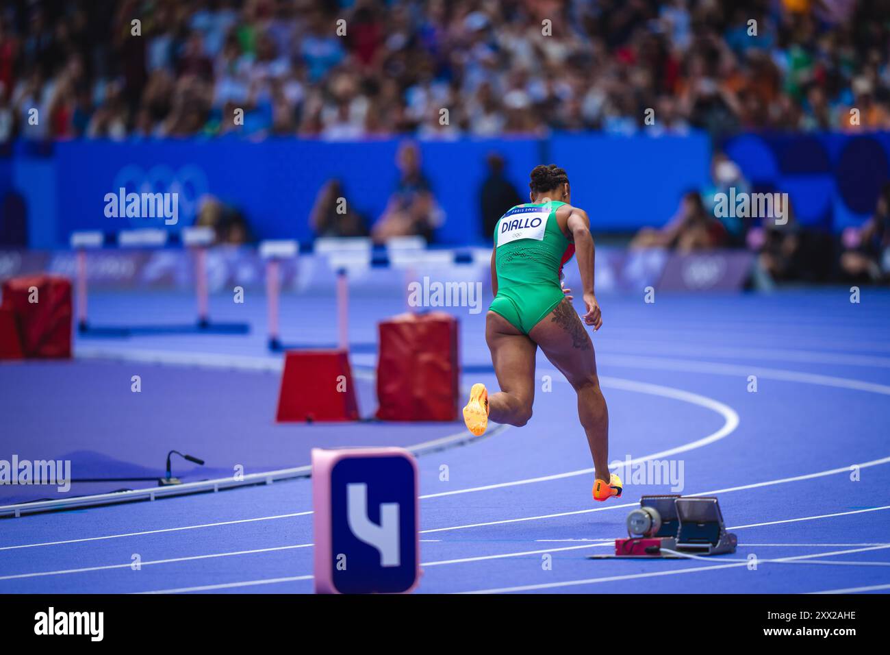 Fatoumata Binta Diallo participating in the 400 meters hurdles at the ...