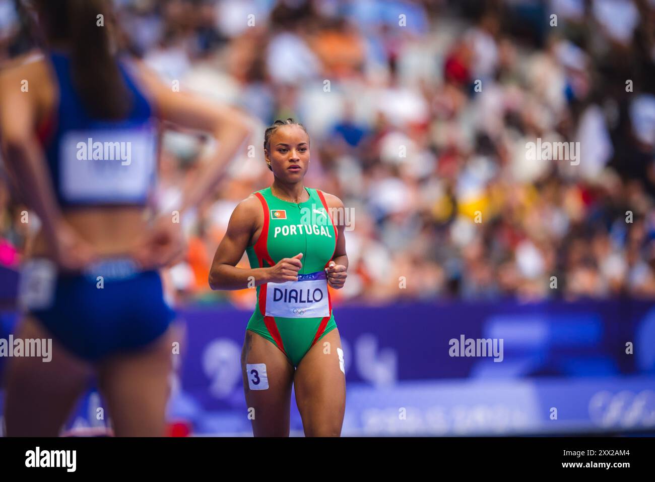 Fatoumata Binta Diallo participating in the 400 meters hurdles at the ...