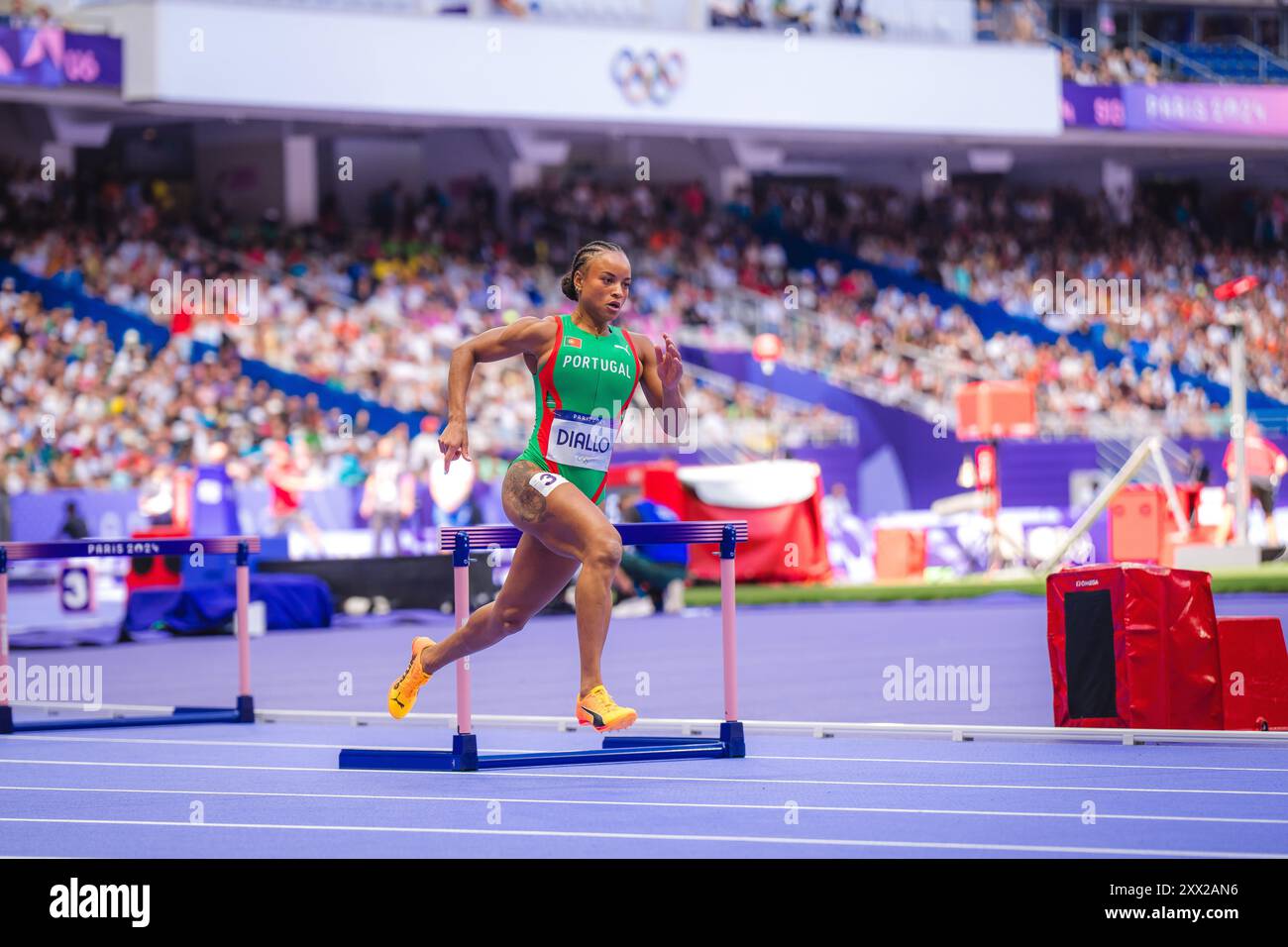 Fatoumata Binta Diallo participating in the 400 meters hurdles at the ...