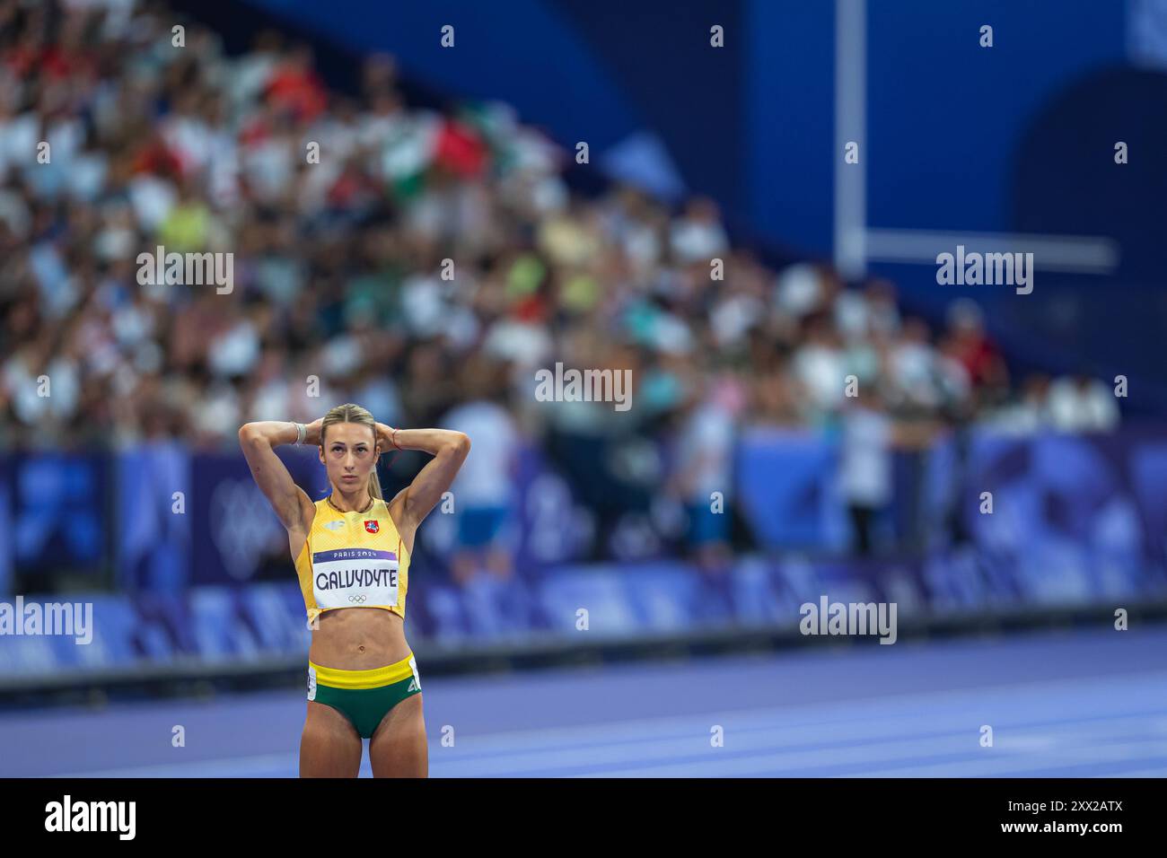 Gabija Galvydytė participating in the 800 meters at the Paris 2024 ...