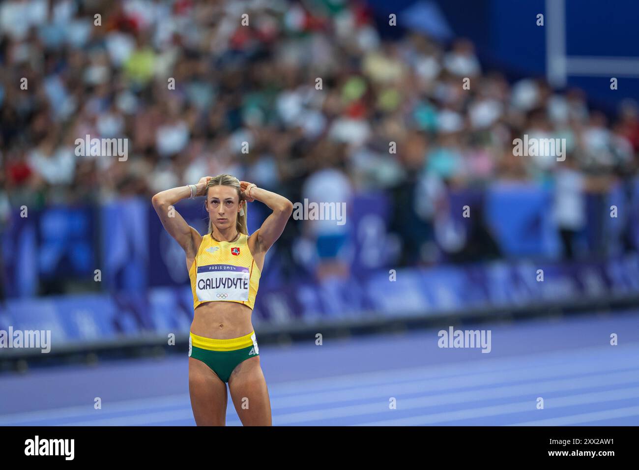 Gabija Galvydytė participating in the 800 meters at the Paris 2024 ...