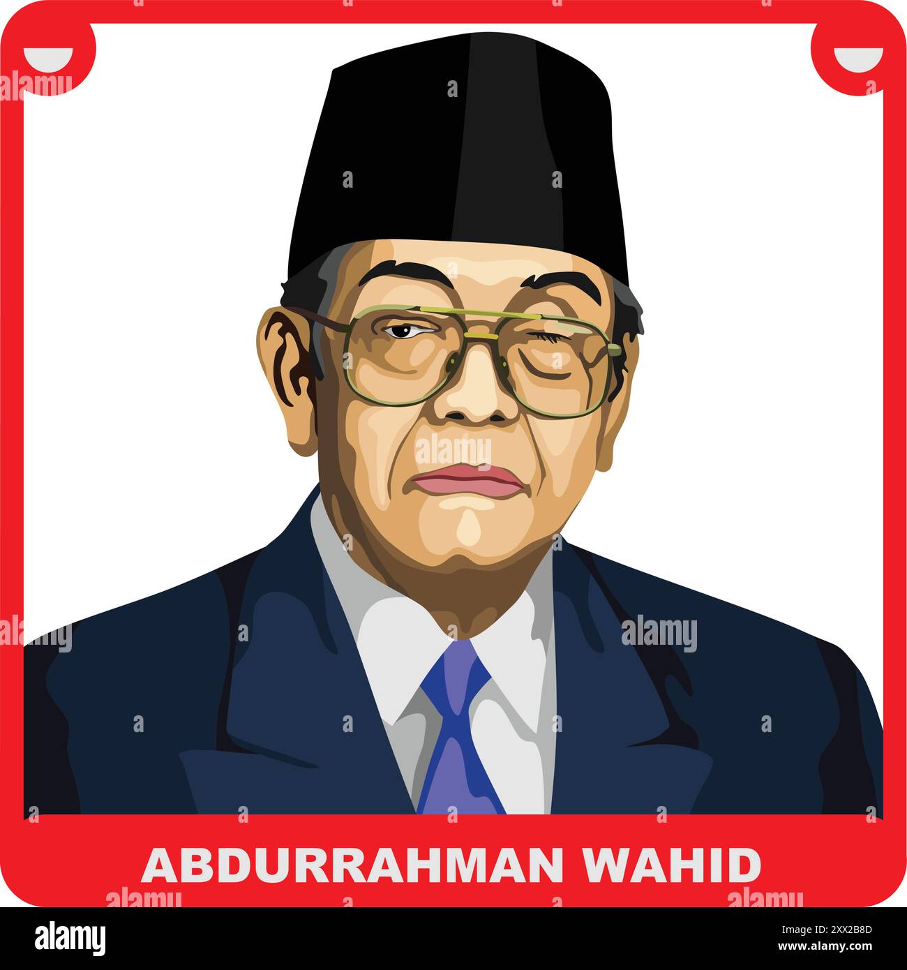 Abdurrahman Wahid 4th President of Republic of Indonesia Stock Vector ...