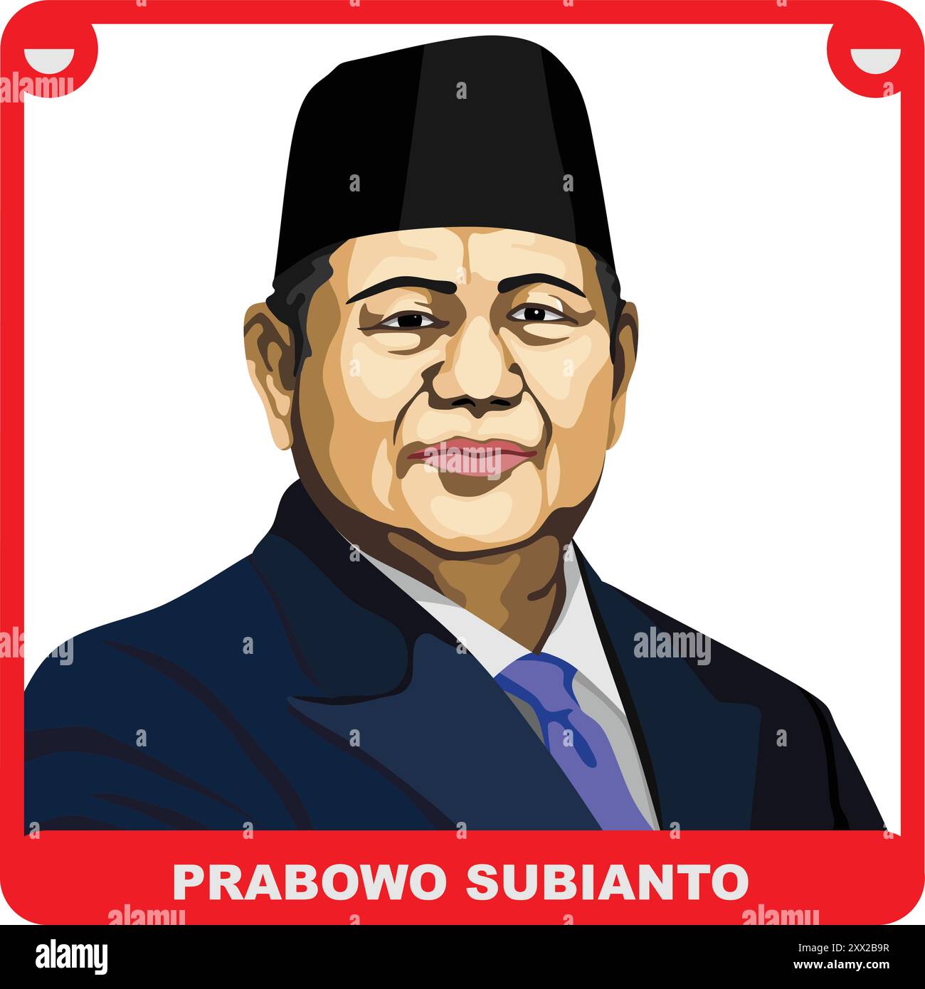 Prabowo Subianto 8th President of Republic of Indonesia Stock Vector ...