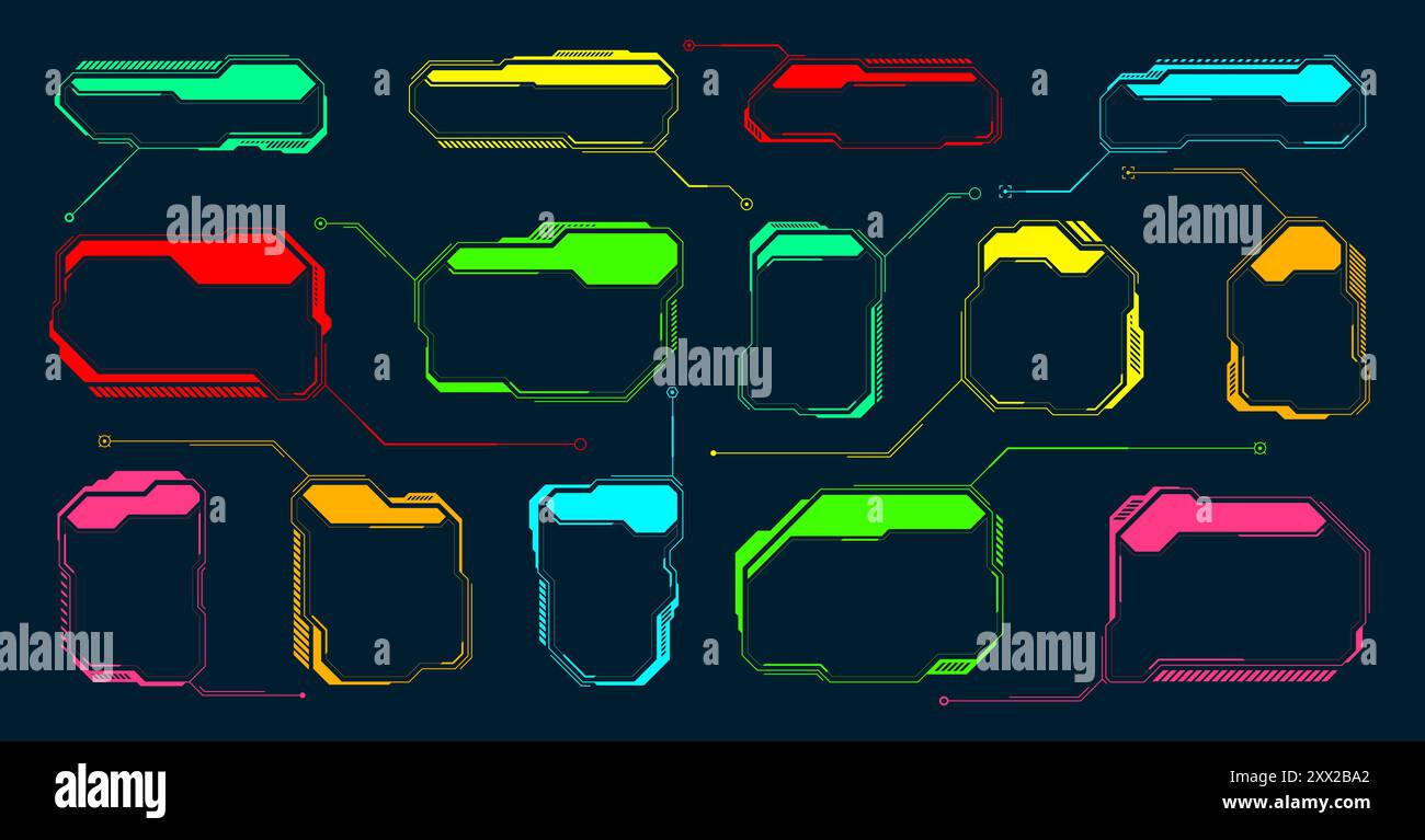 Futuristic HUD or UI elements. Sci-fi user interface text boxes ...