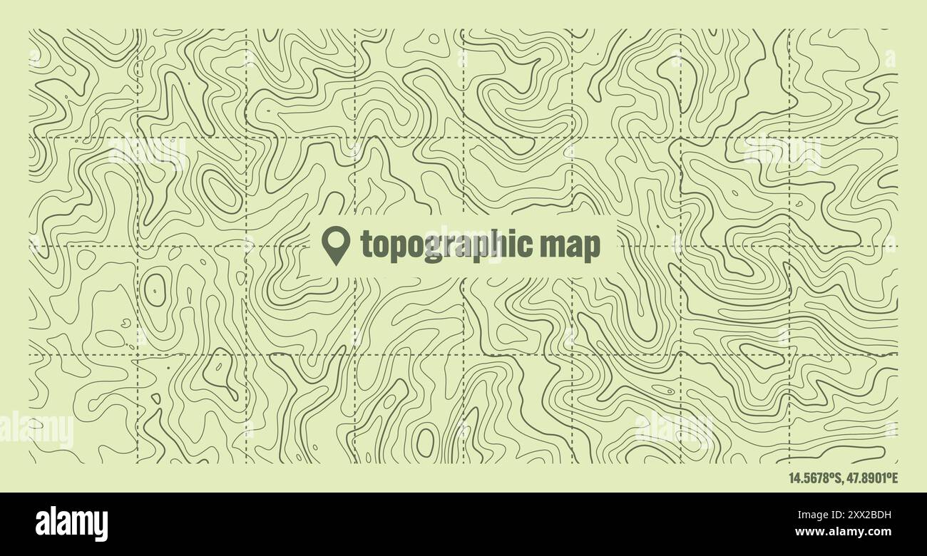 Colorful topographic map with contour lines. Geographic terrain grid ...