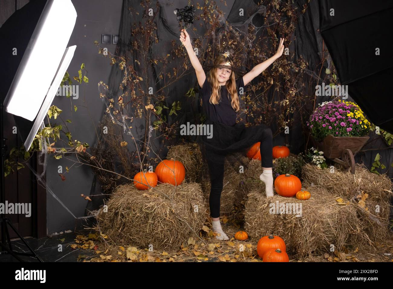 children's photo shoot for Halloween. photo shoot in a studio with ...