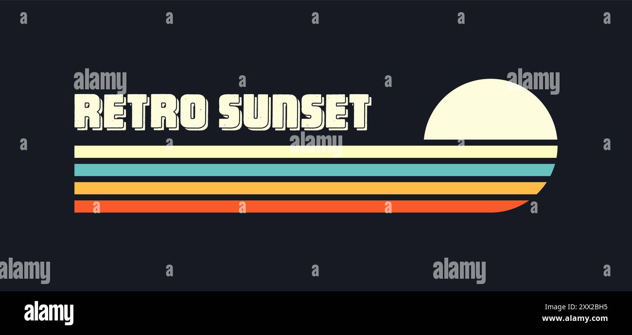 Vintage sunset collection. Various colorful striped sunrise badges in ...