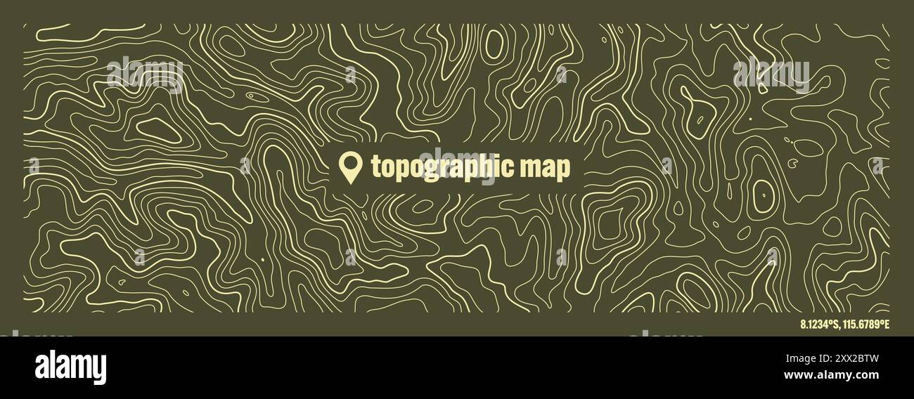 Colorful topographic map with contour lines. Geographic terrain grid ...