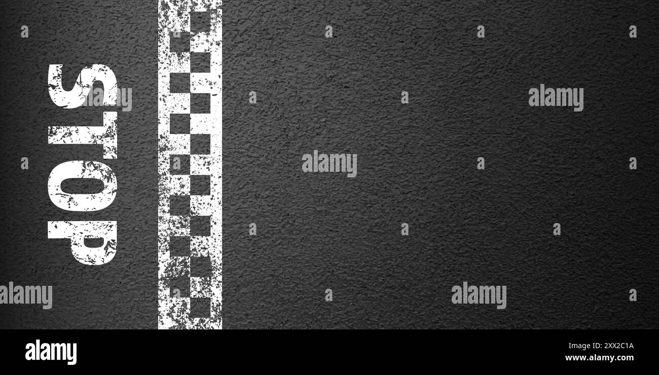 Asphalt road with stop lane marking, concrete highway surface, texture ...