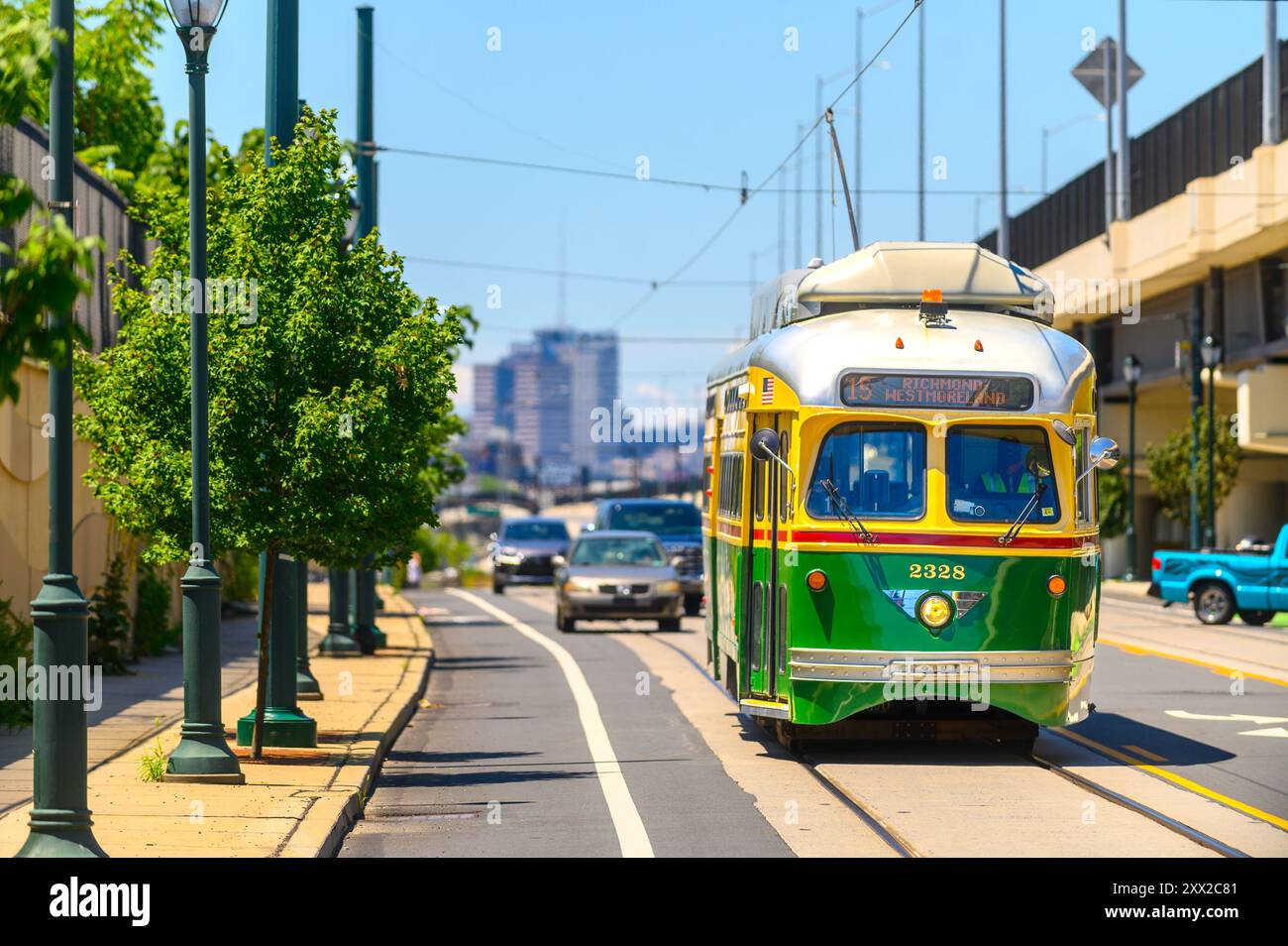 SEPTA PCC III street cars on the route 15 Stock Photo - Alamy