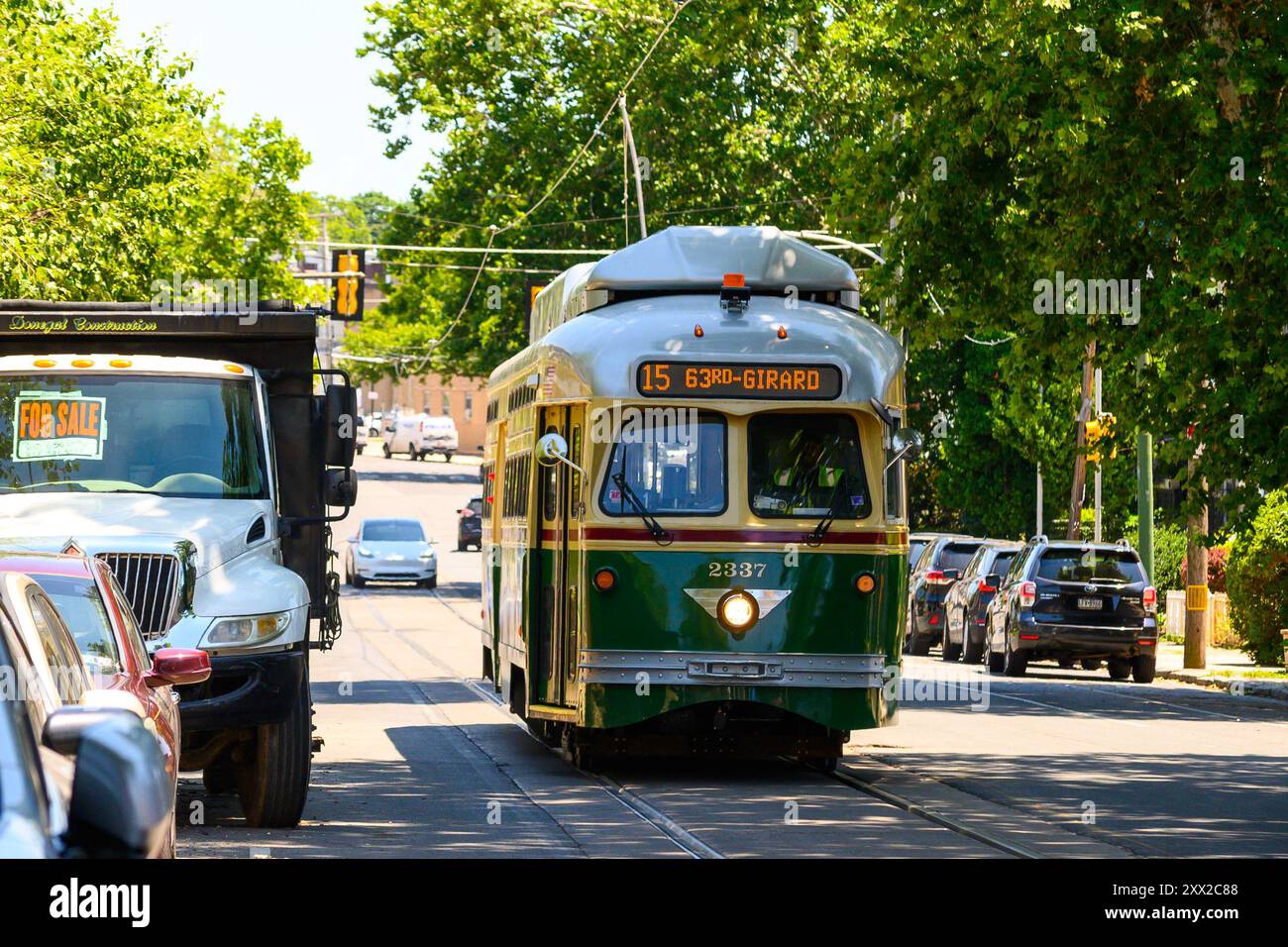 SEPTA PCCIII trolley on the route 15 during the first week of operation ...