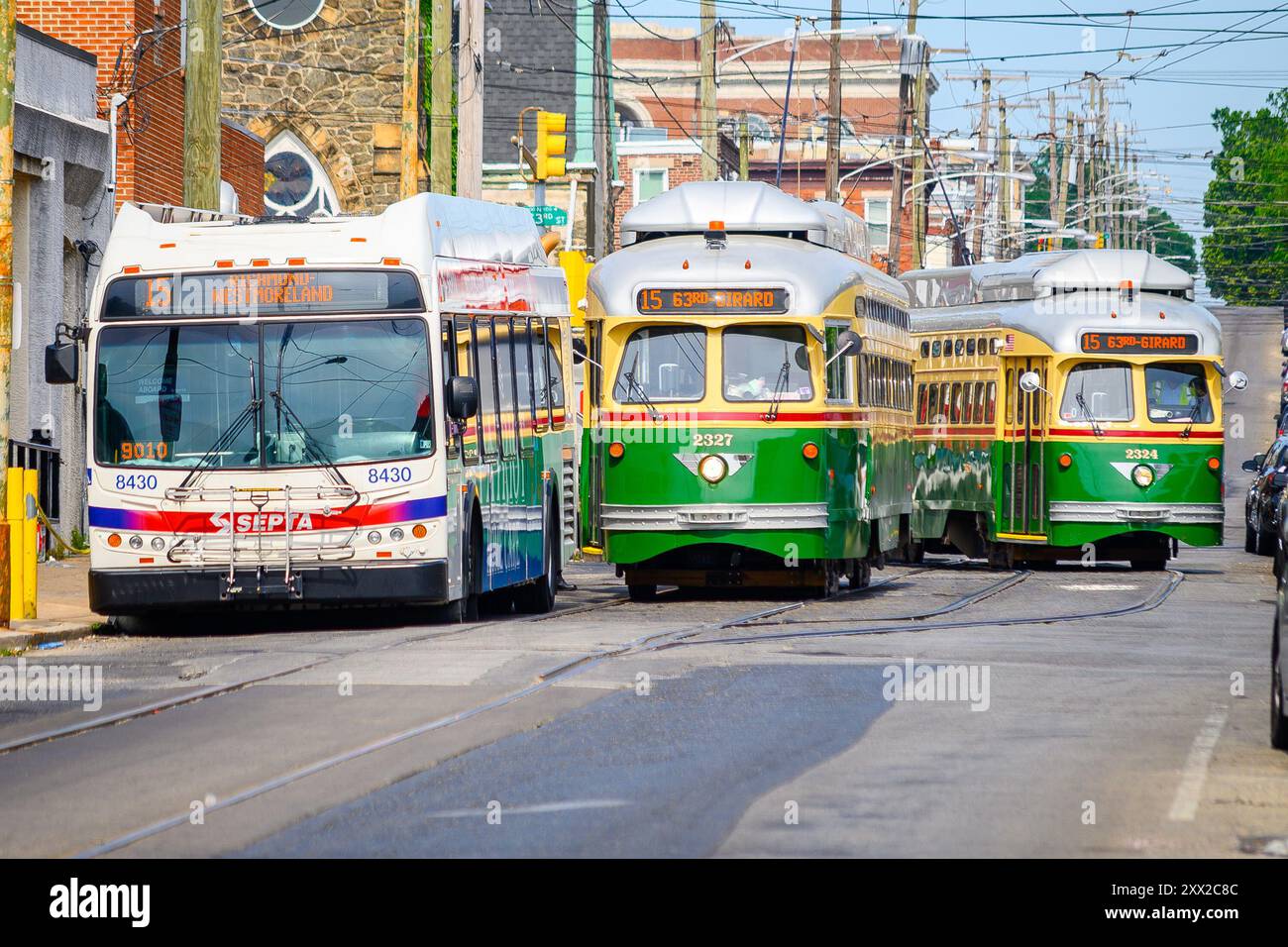 SEPTA PCCIII trolley on the route 15 during the first week of operation ...