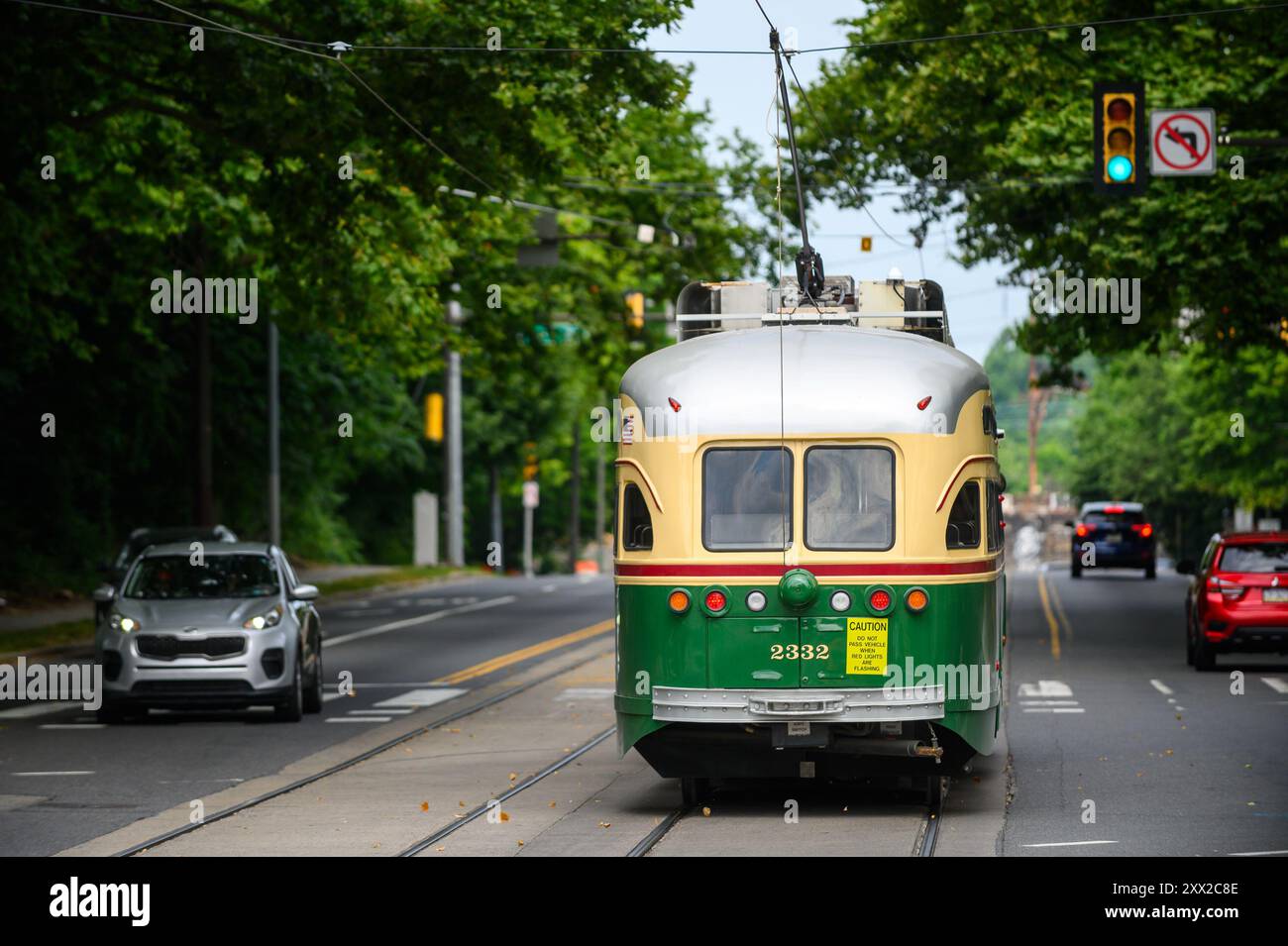 SEPTA PCCIII trolley on the route 15 during the first week of operation ...