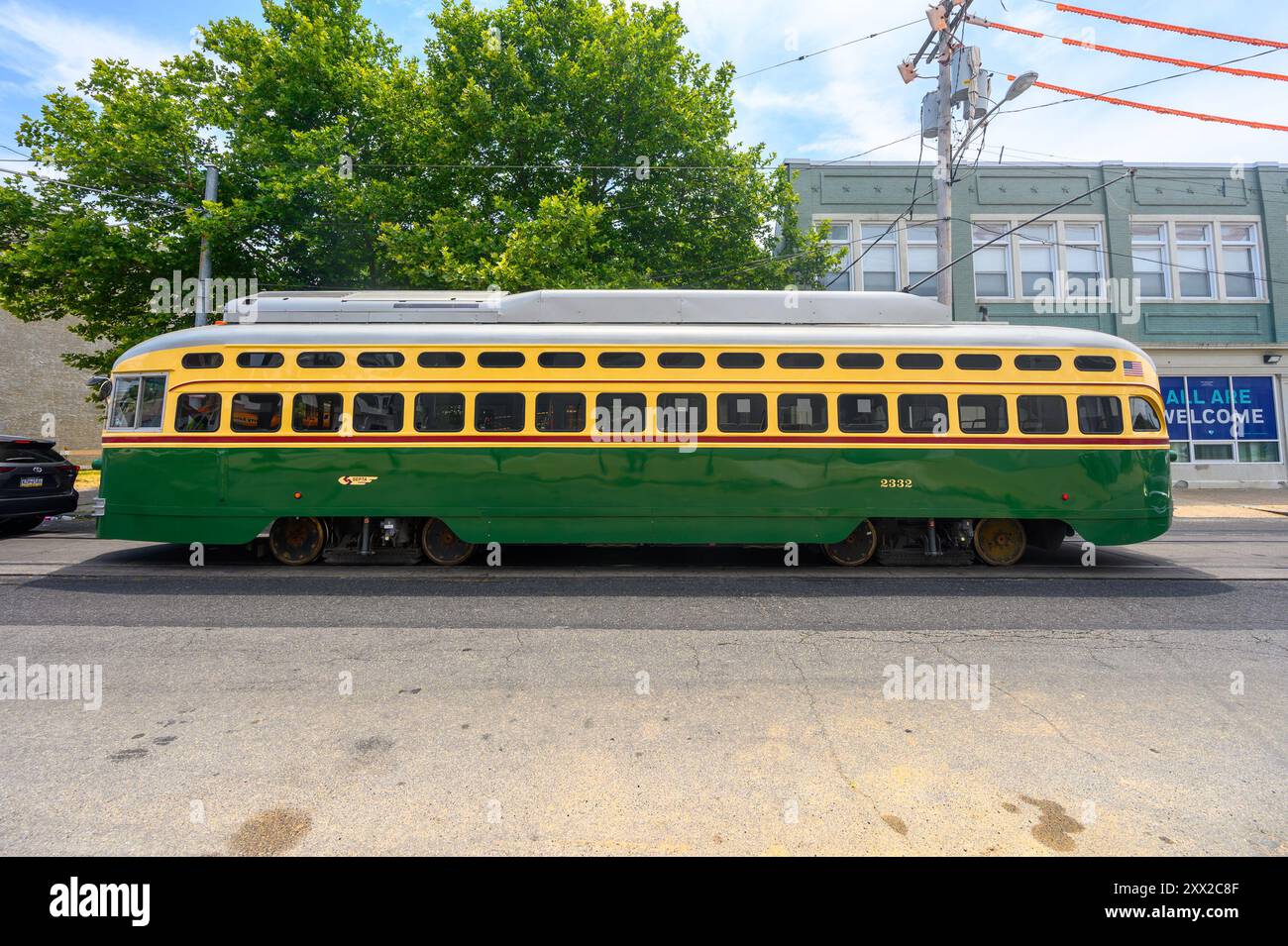 SEPTA PCCIII trolley on the route 15 during the first week of operation ...