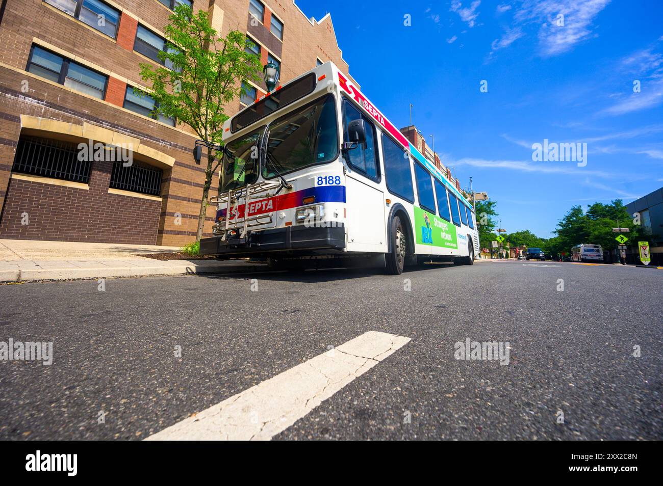 SEPTA oldest style bus on the route 1 in West Philadelphia Stock Photo ...