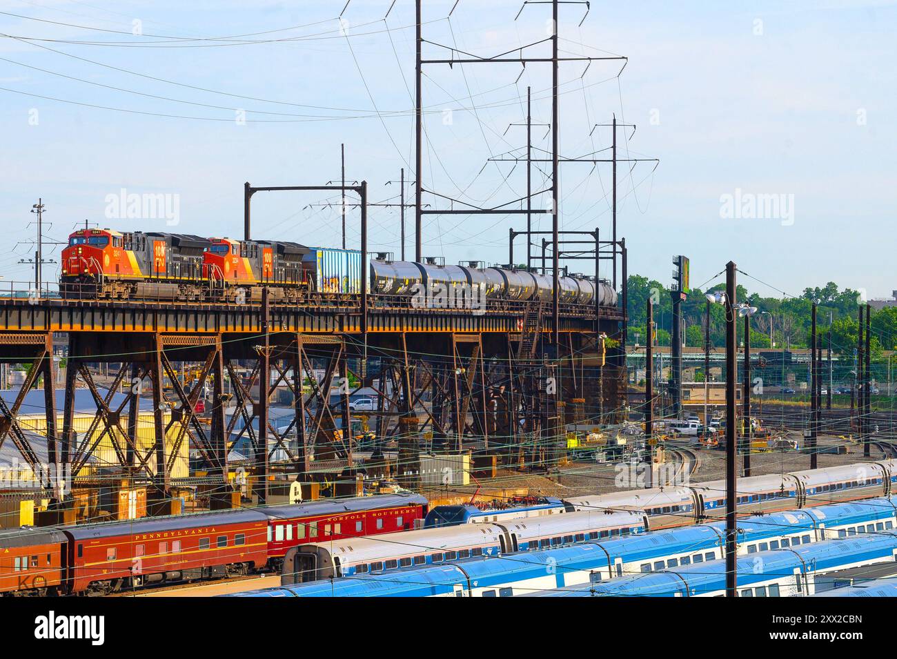 CSX Train with CN units on the high line in Philadelphia PA Stock Photo ...