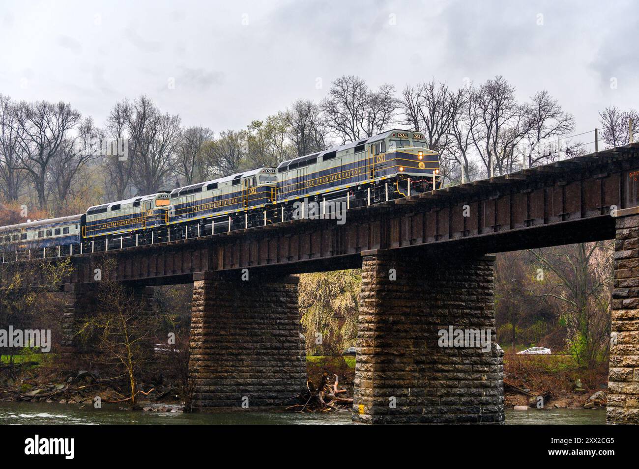 CSX OCS train crossing the schuylkill River Stock Photo - Alamy
